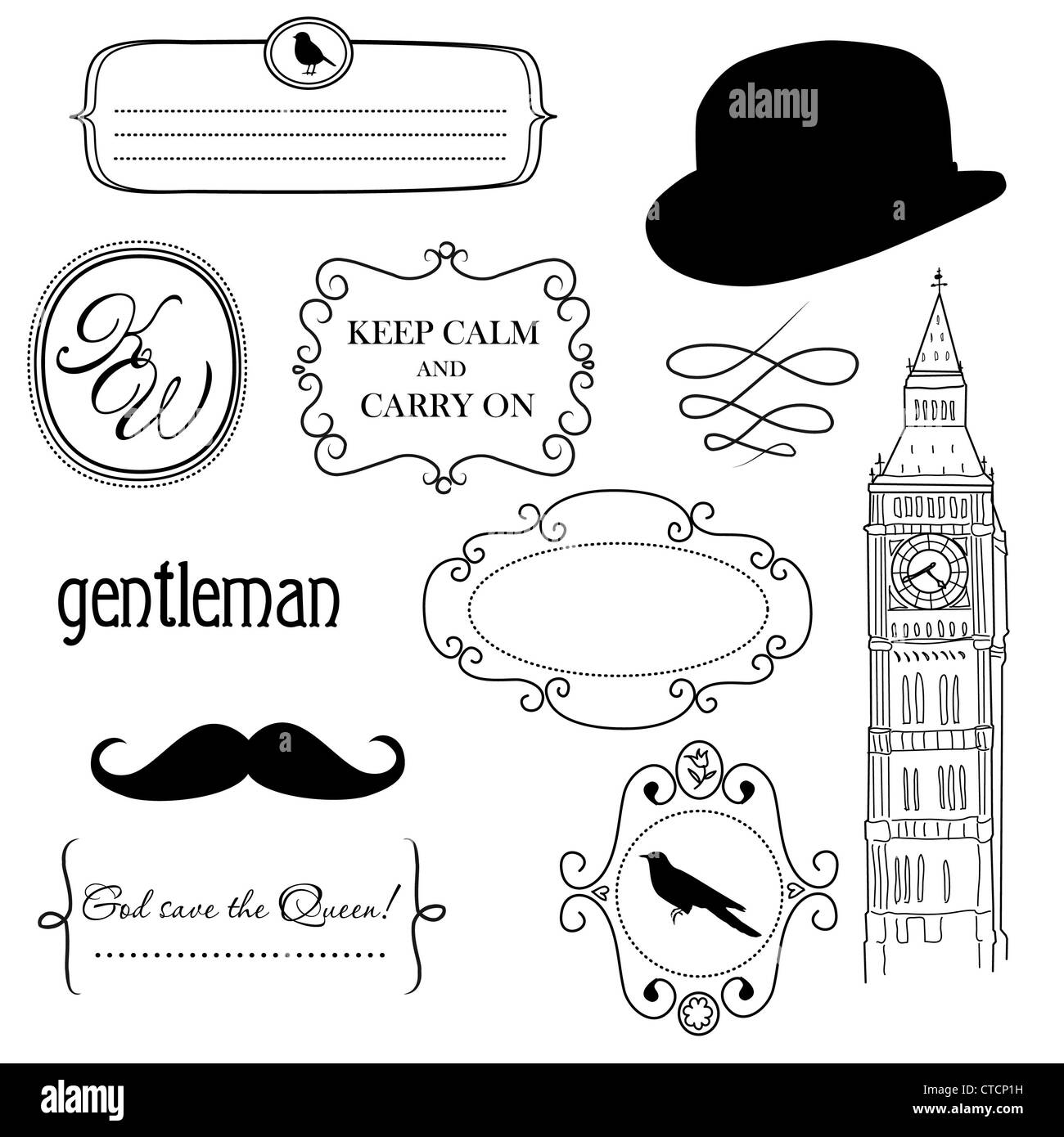 Doodle frames in British style Stock Photo - Alamy