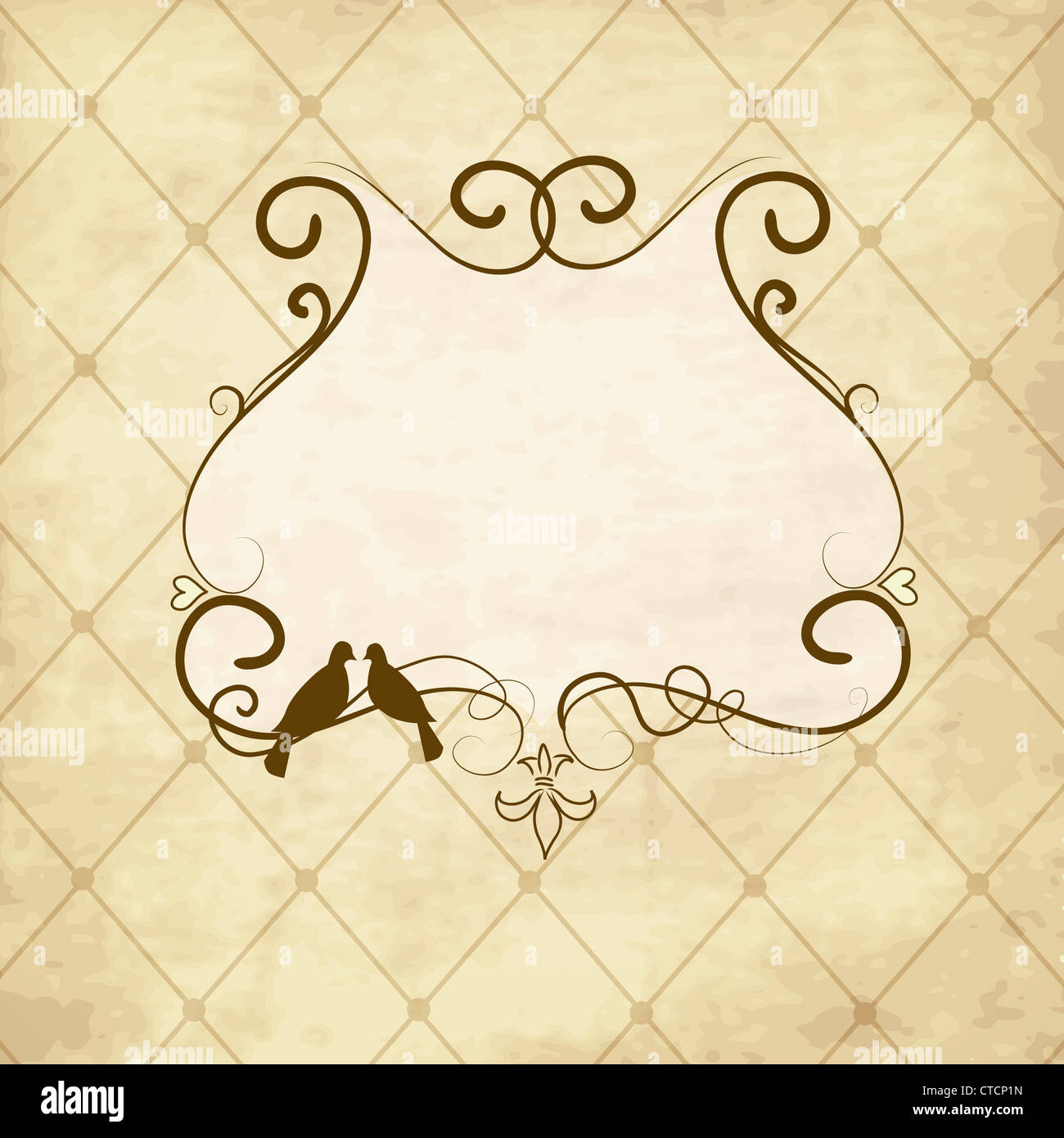 Vintage frame with two kissing doves Stock Photo - Alamy