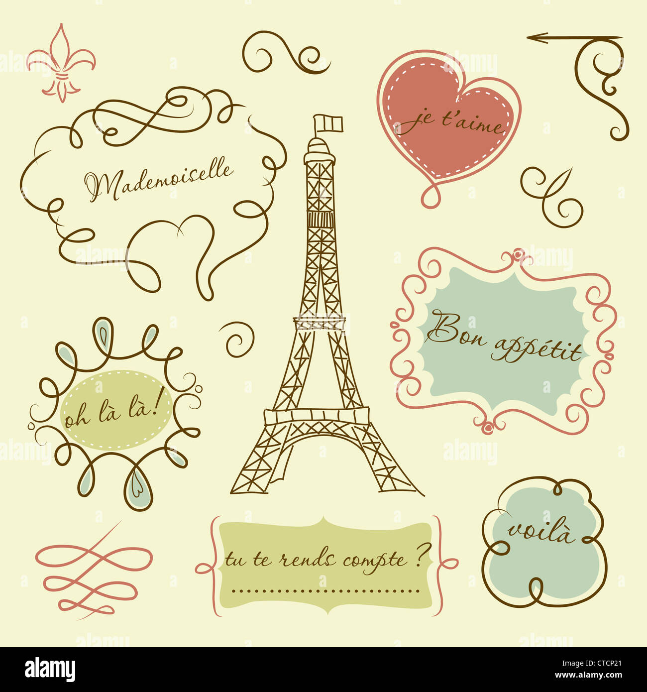 Doodle frames french hi-res stock photography and images - Alamy