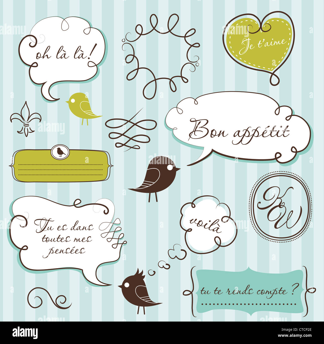 Speech bubbles set in French style Stock Photo - Alamy