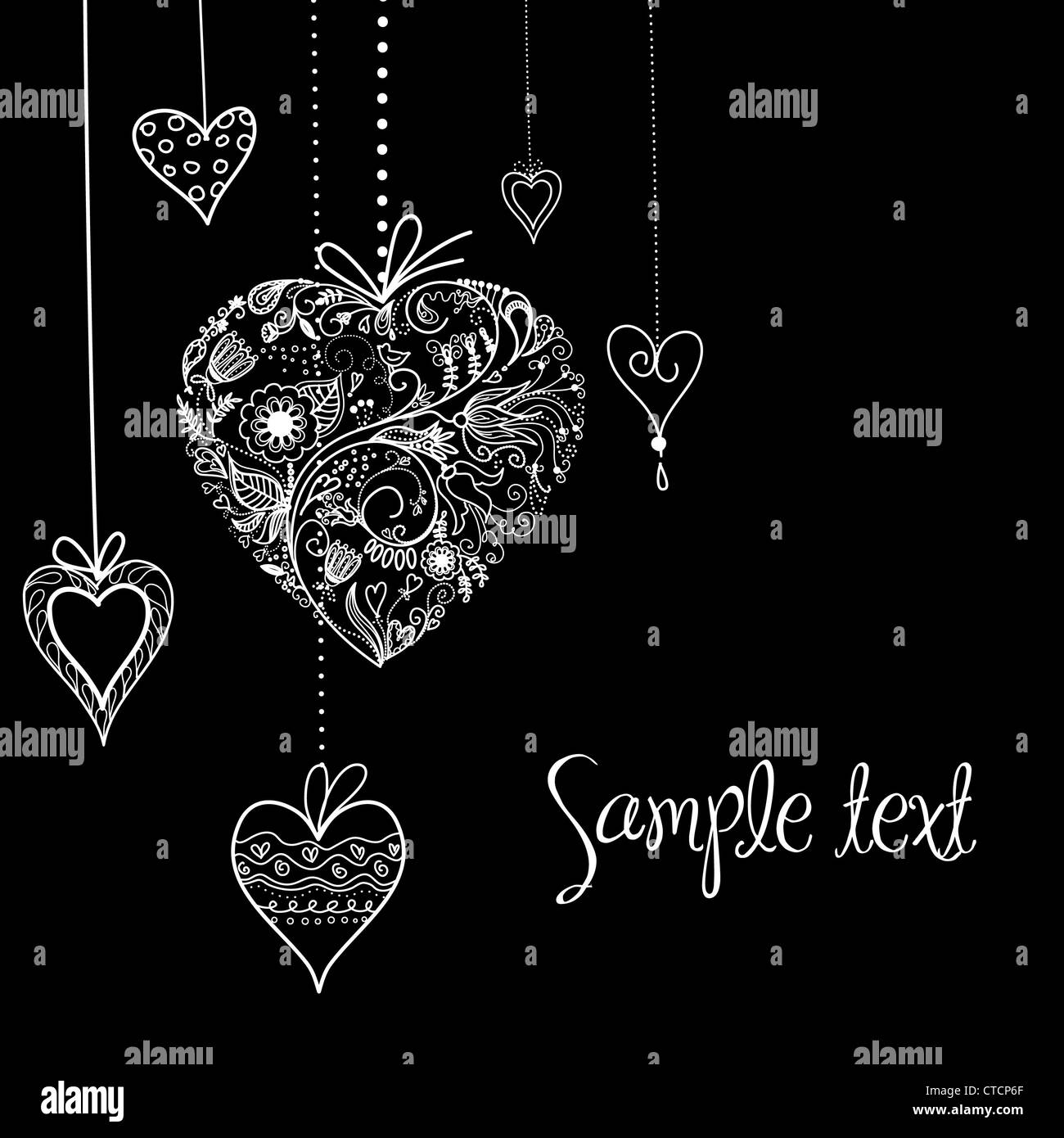 Black and White Valentine Heart shapes illustration Stock Photo - Alamy