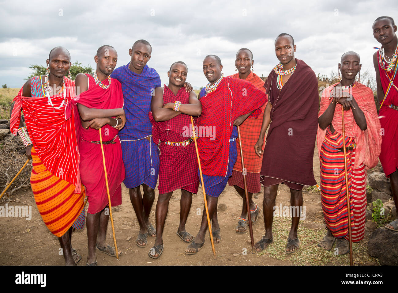 Group of Masai Men in Village Stock Photo - Alamy