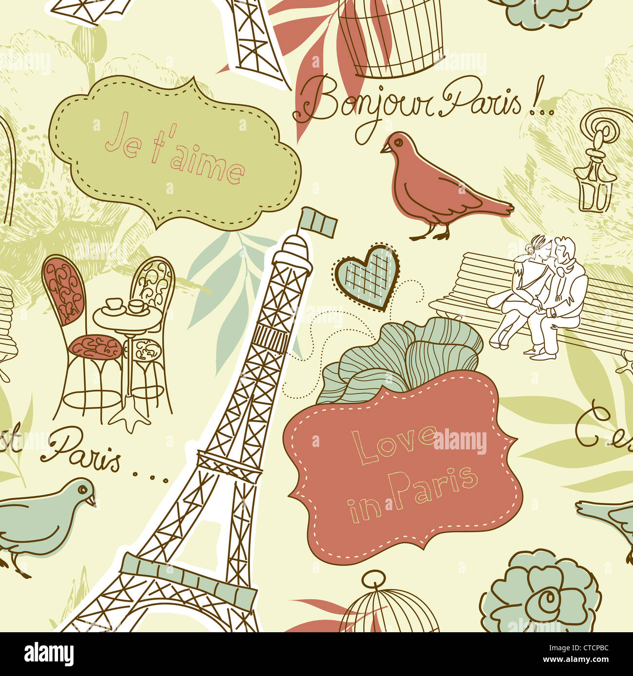 Love in Paris. Seamless pattern Stock Photo - Alamy