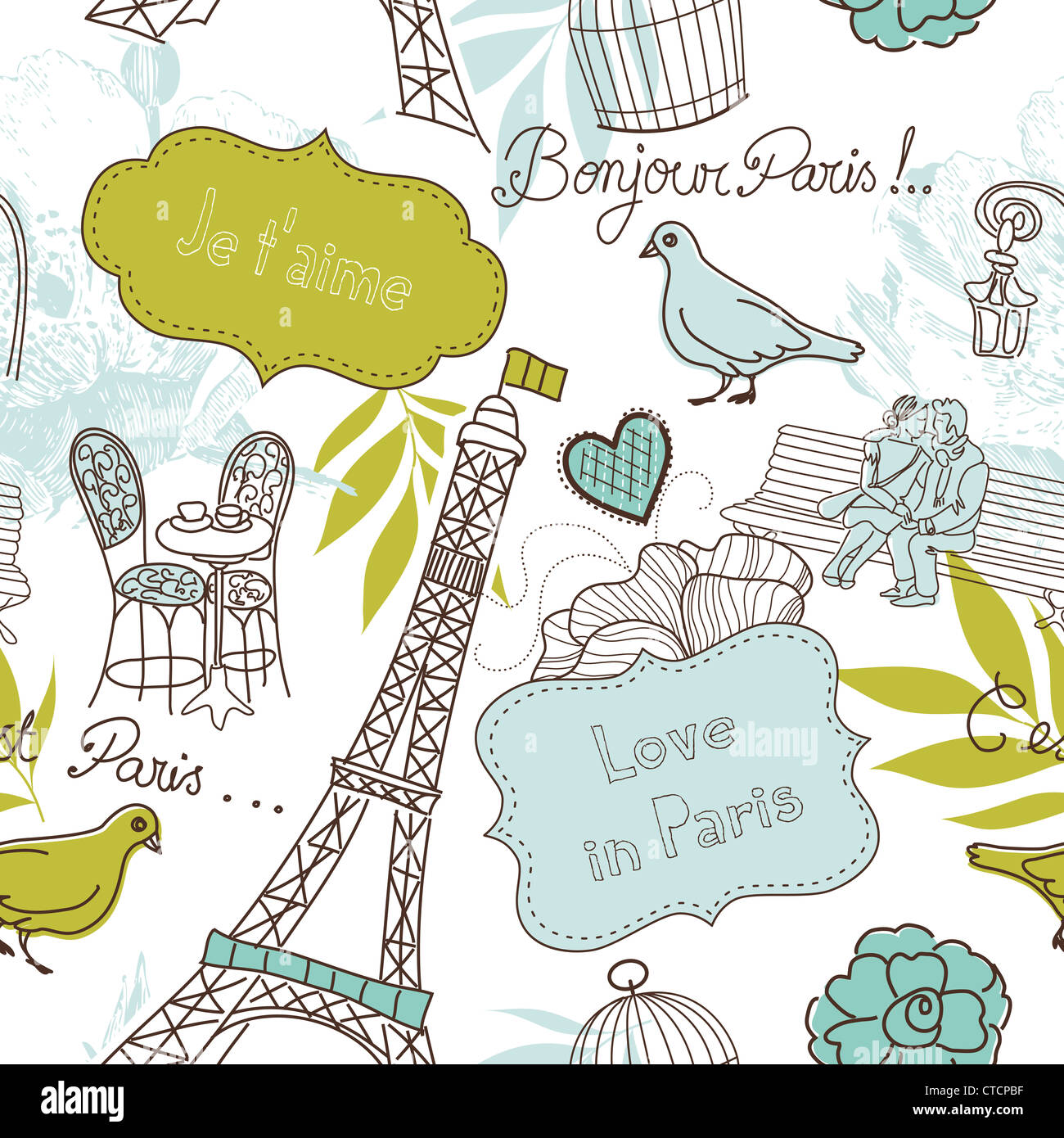 Love in Paris. Seamless pattern Stock Photo - Alamy