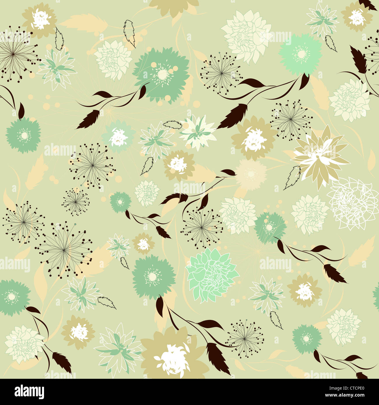 Vector retro botanical garden seamless pattern Stock Photo - Alamy