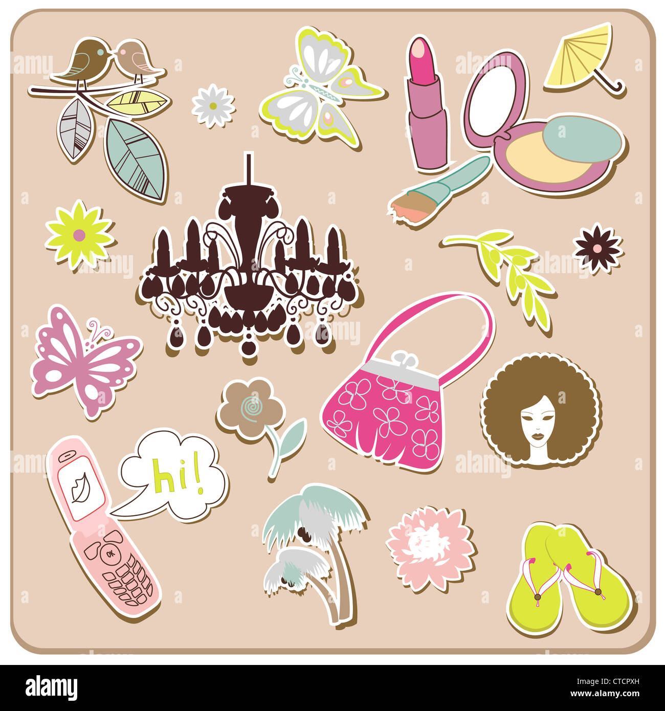 collection of cute stickers for your design Stock Photo - Alamy