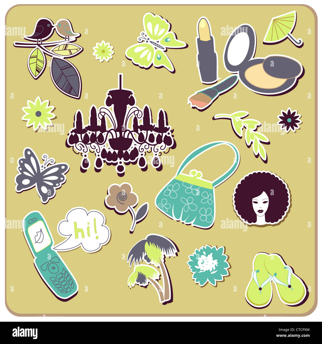 collection of cute stickers for your design Stock Photo - Alamy