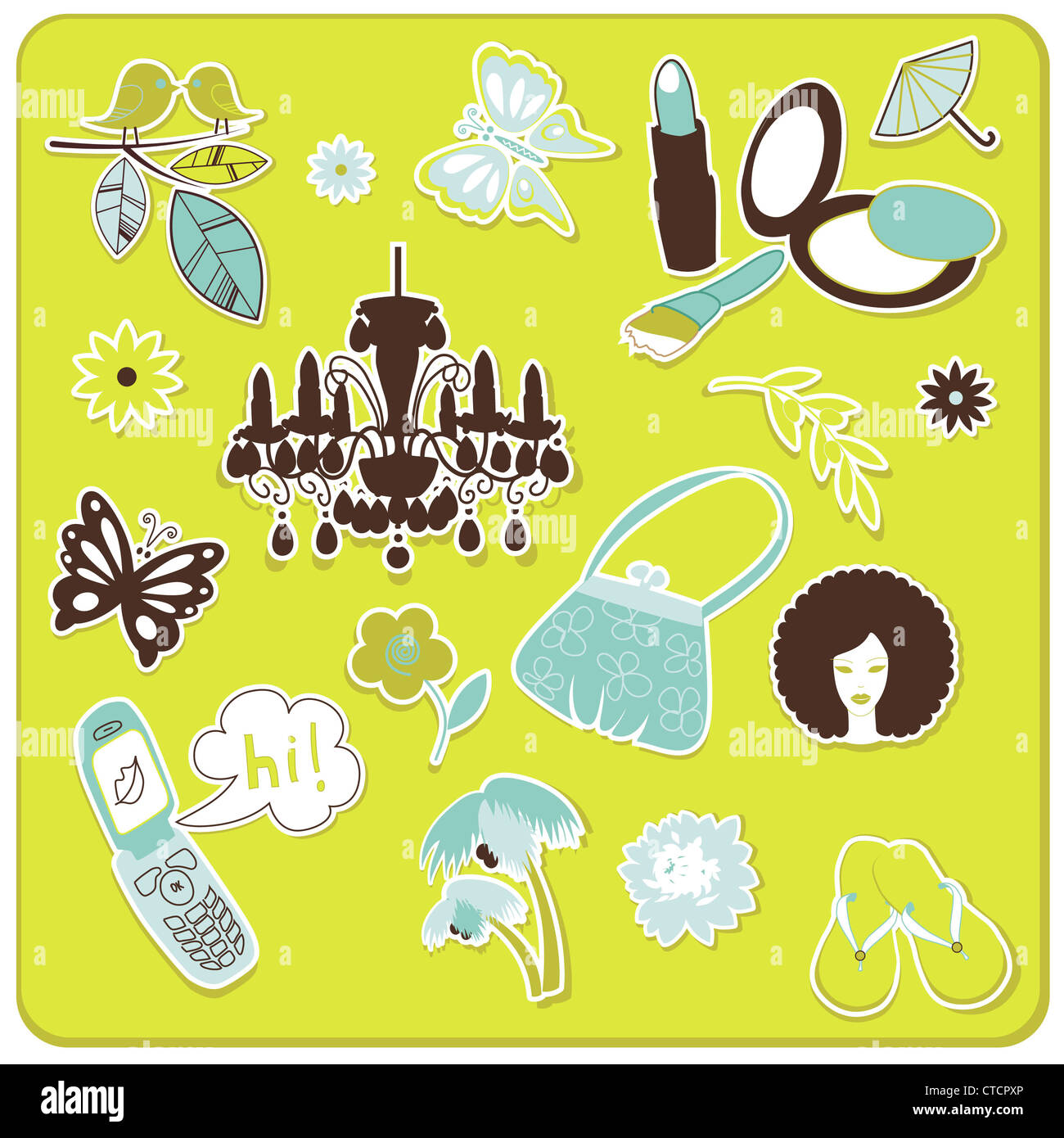 collection of cute stickers for your design Stock Photo - Alamy