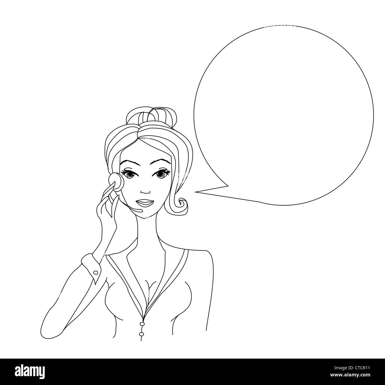 pretty girl call center operator doodle illustration Stock Photo - Alamy