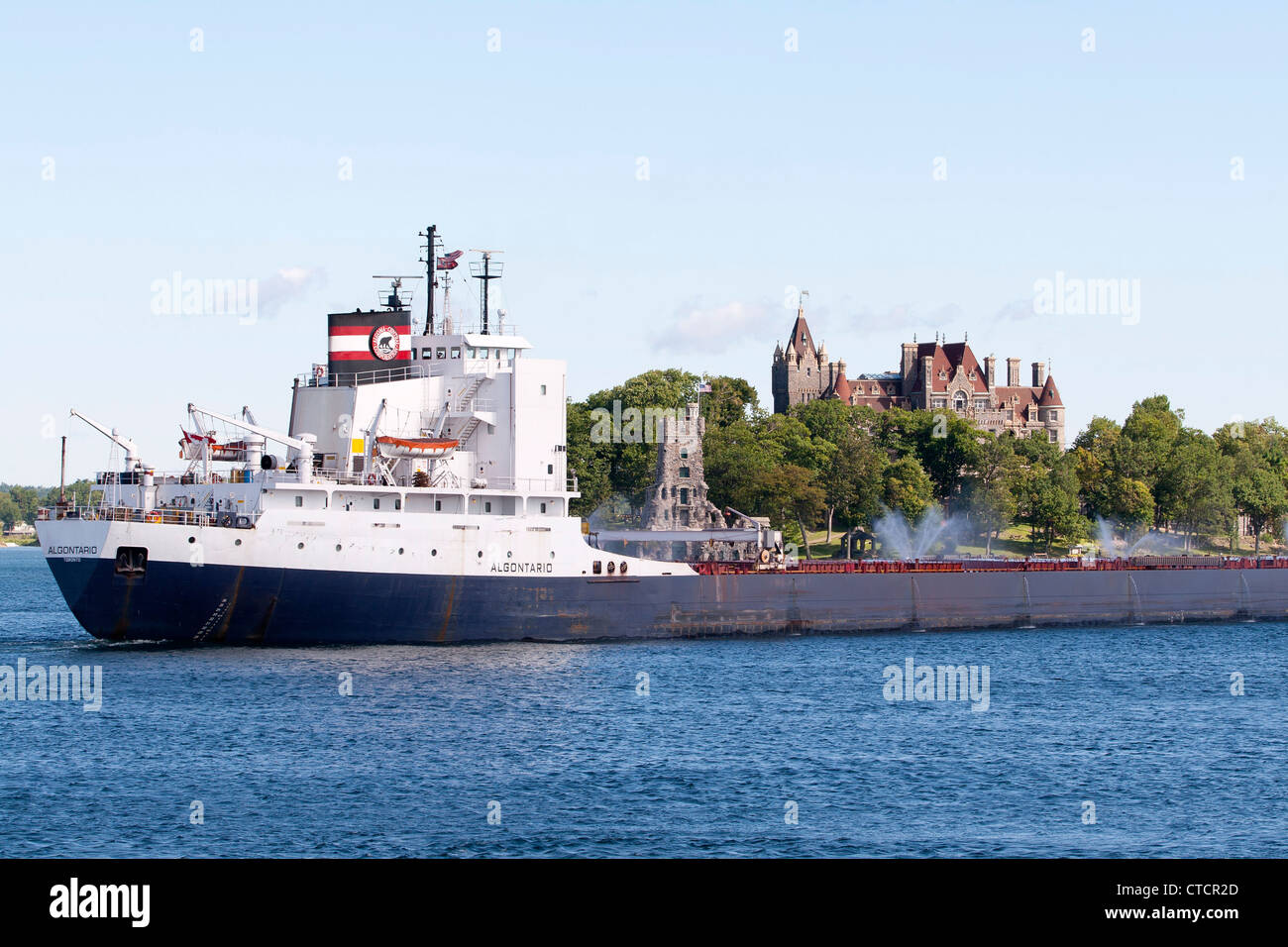 Cargo freighter cruises past Boldt's Castle on Wellesley Island ...
