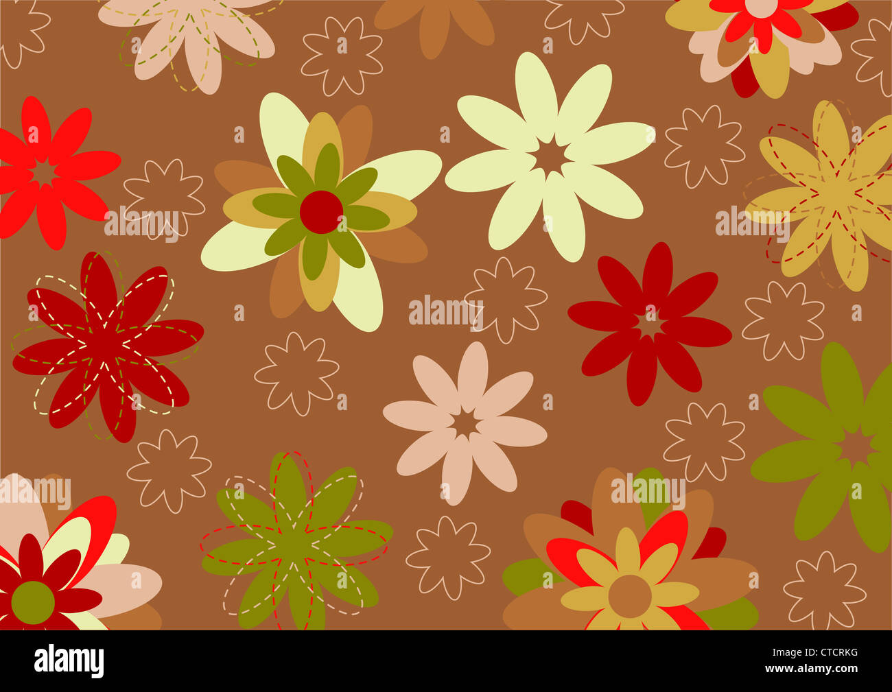 Vector illustration of multicolored funky flowers abstract pattern on ...