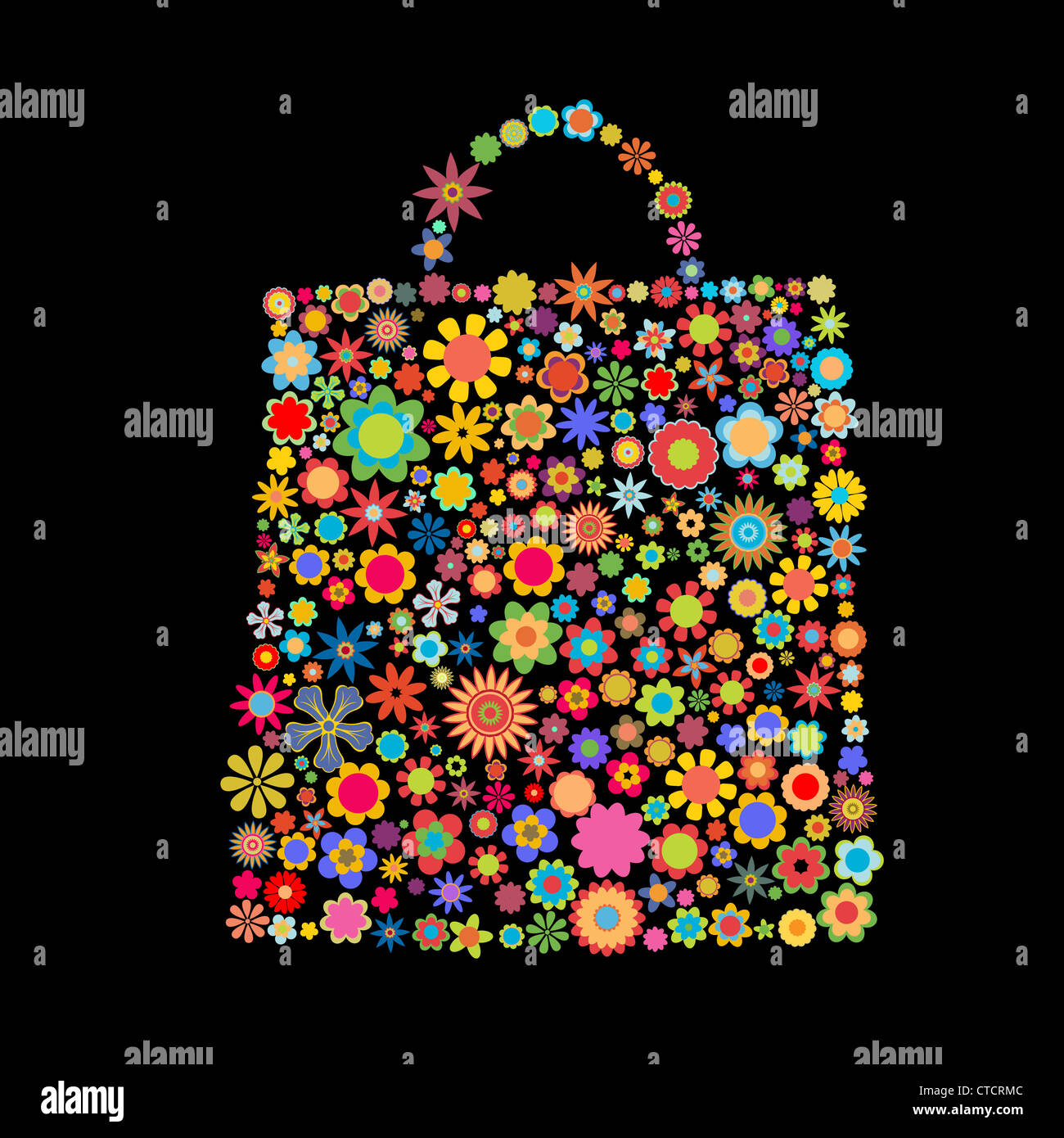 Vector illustration of bag pattern made up of flower shapes on the ...