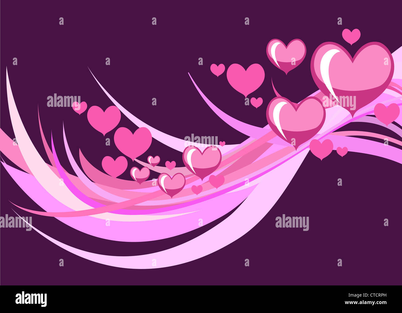 Vector illustration of Flirty background of stylized hearts and waves ...