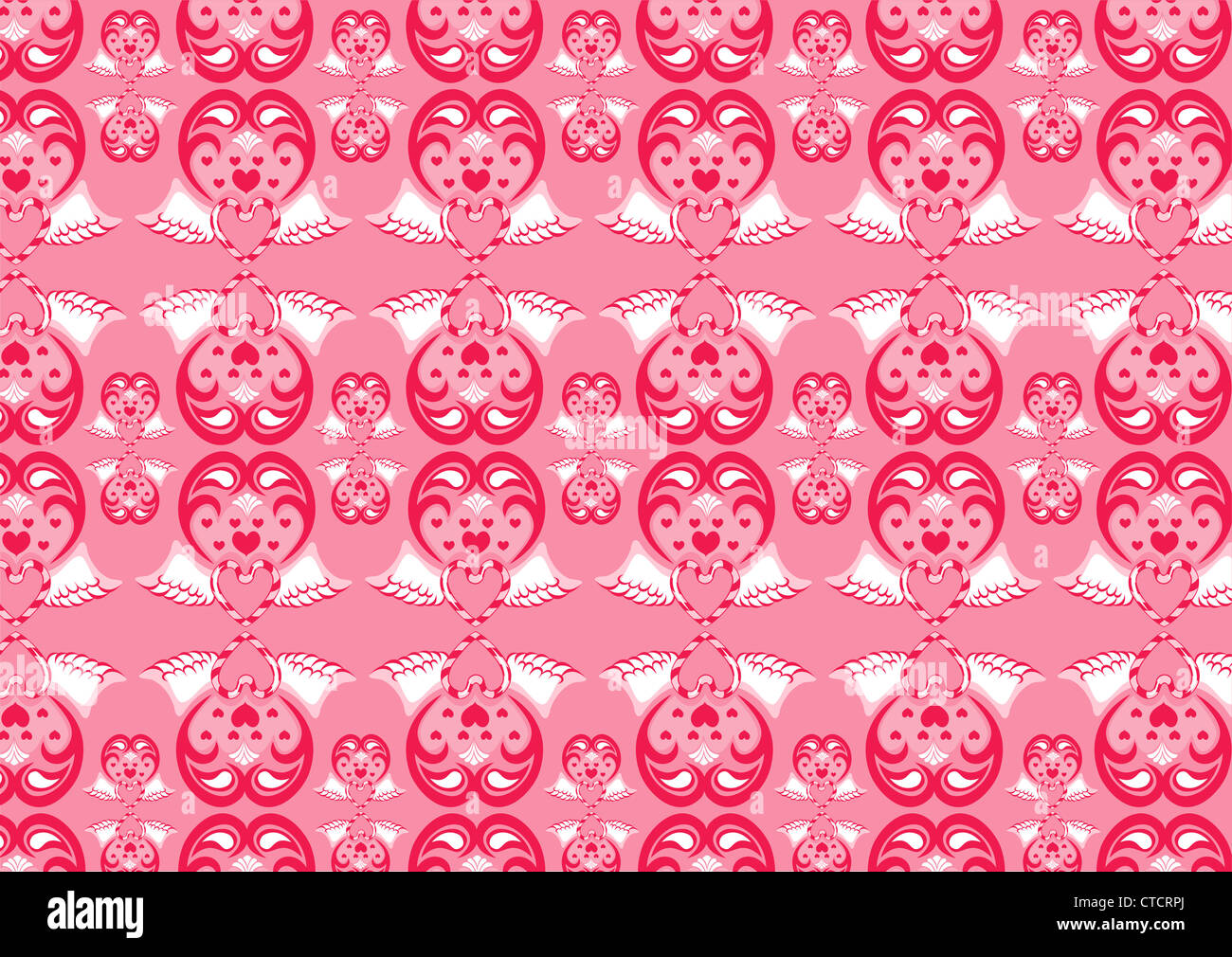 Vector illustration of retro abstract heart pattern on the pink ...