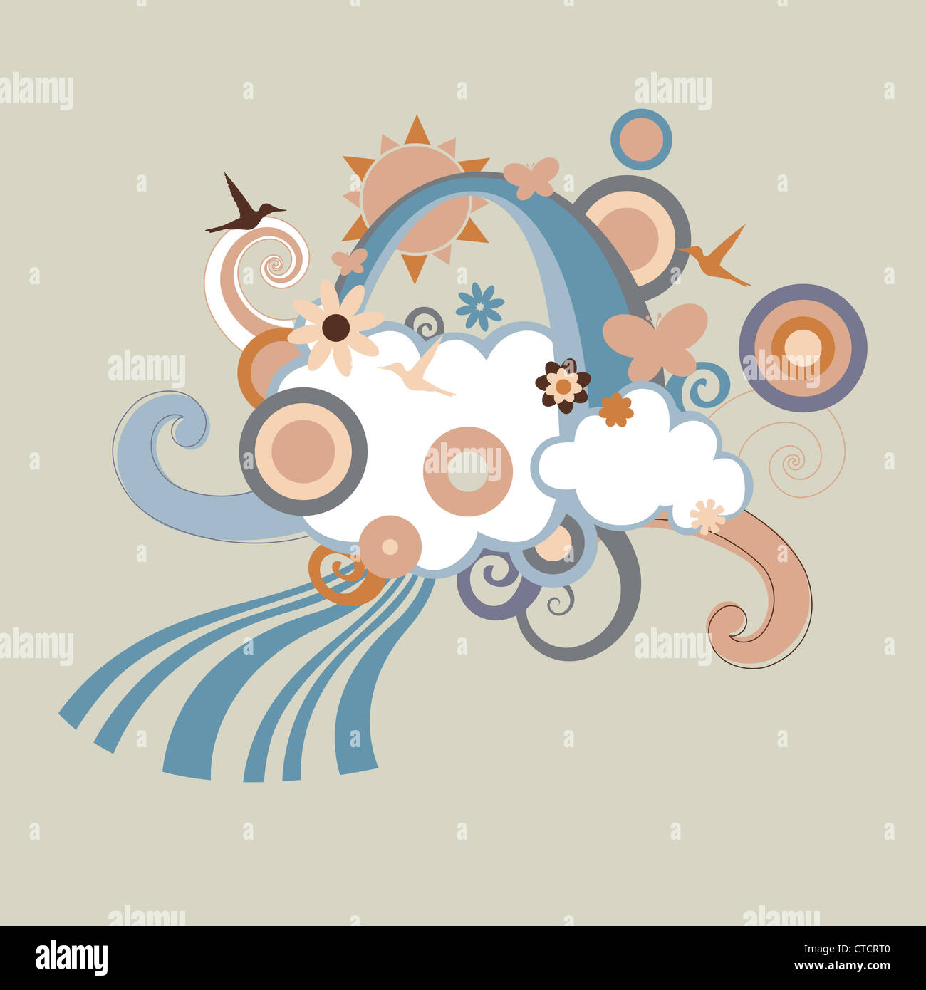 Vector illustration of retro Childrens' Background Stock Photo - Alamy