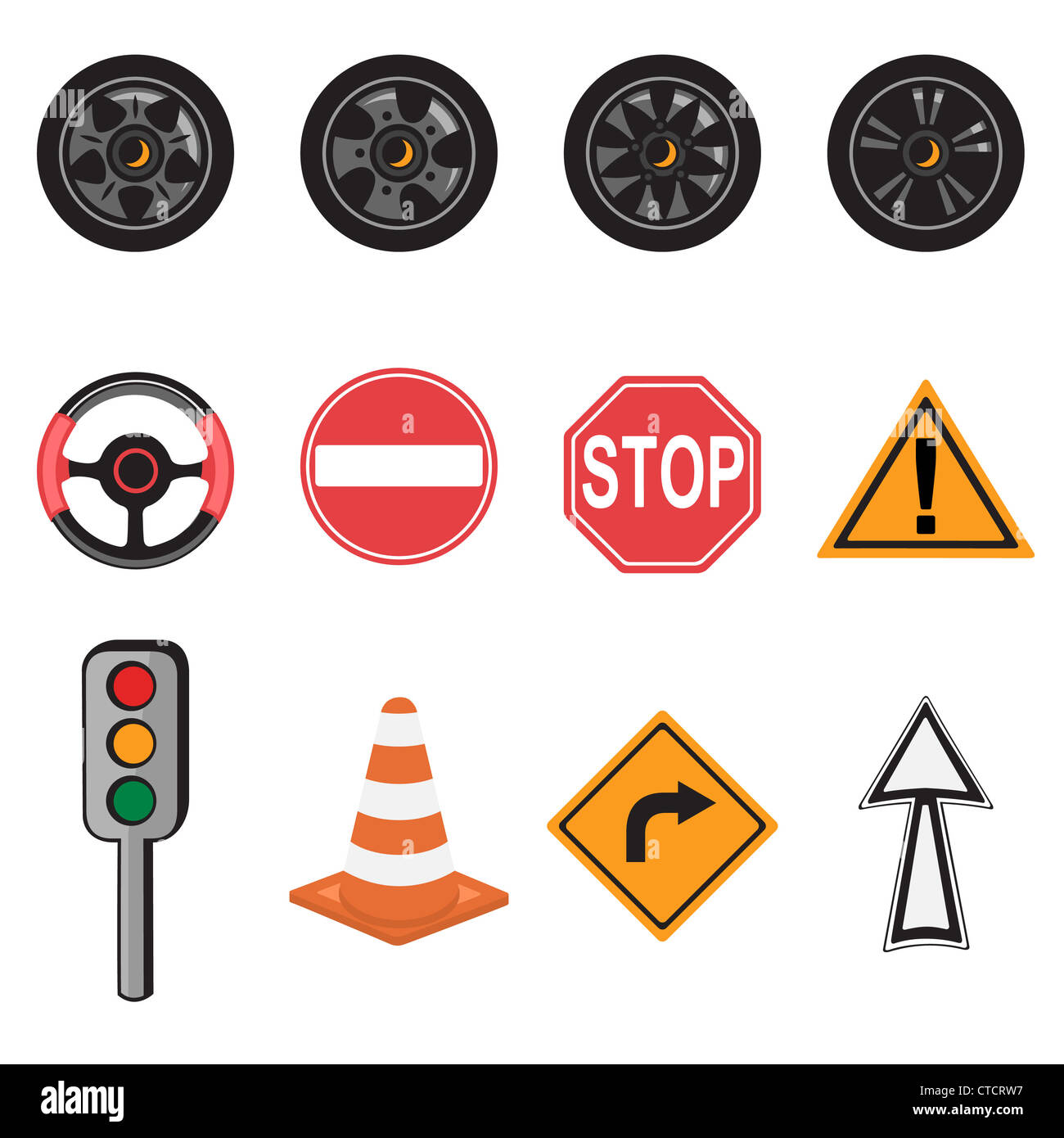 Vector Illustration of transportation icons. Includes wheel rims ...