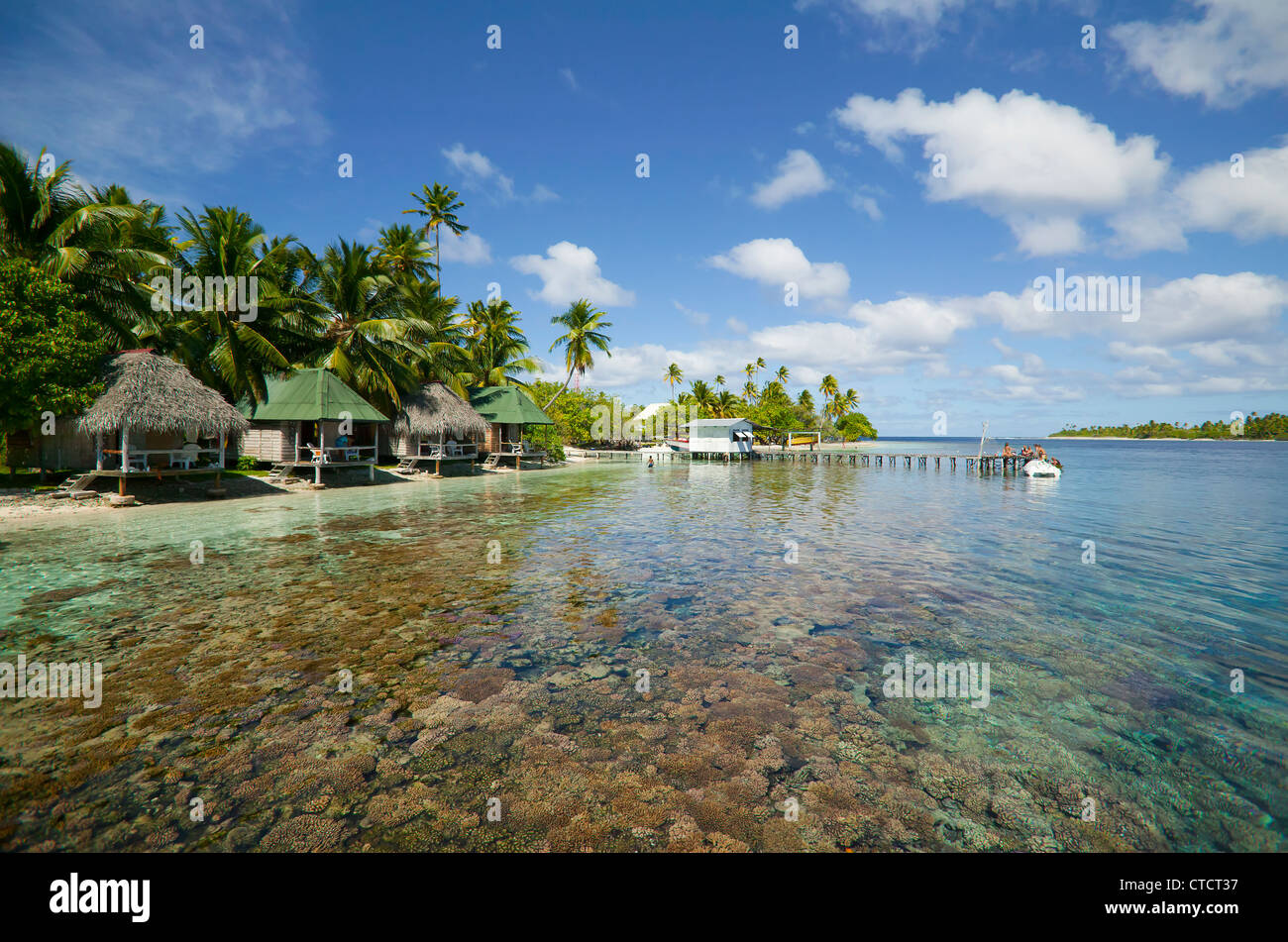 Village on Fakarava atoll,french polynesia Stock Photo - Alamy