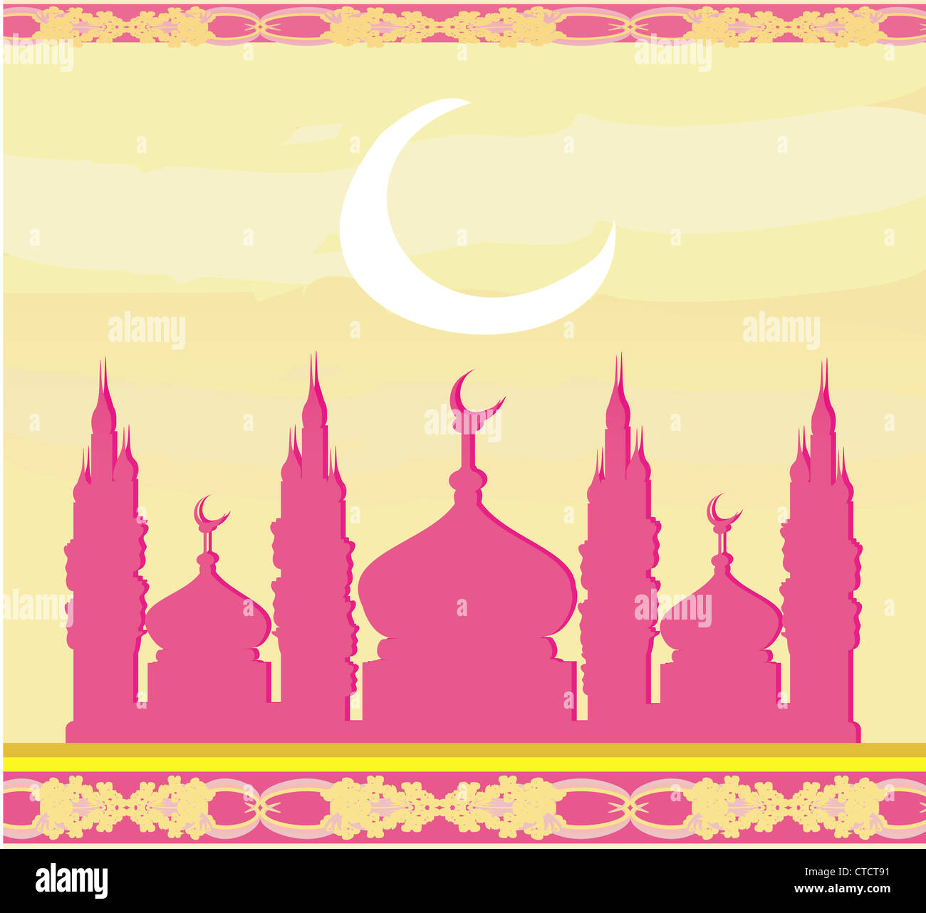 Ramadan background - mosque silhouette vector card Stock Photo - Alamy