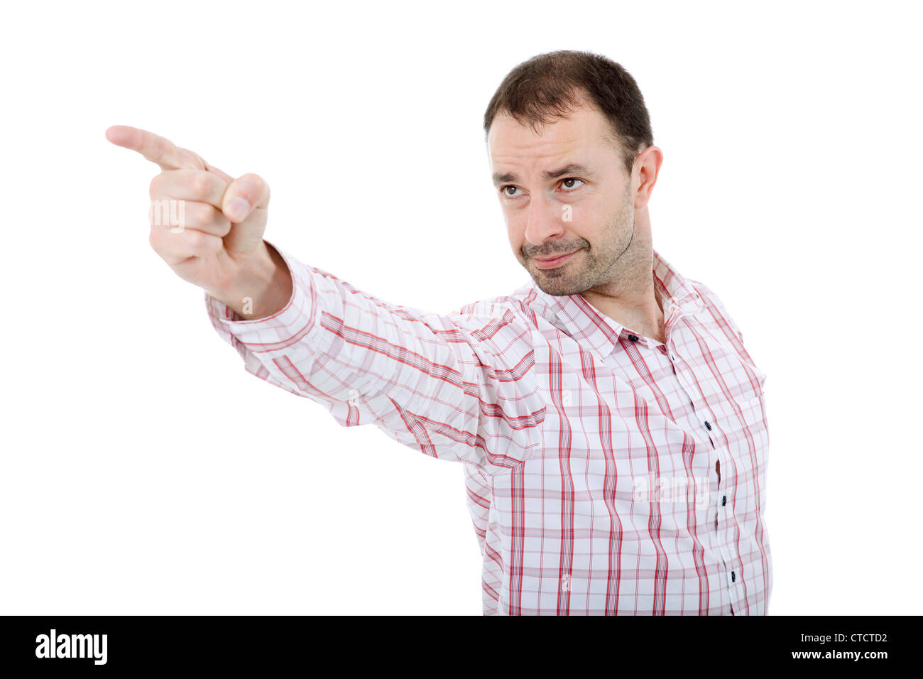 young casual man full body pointing, isolated on white Stock Photo - Alamy