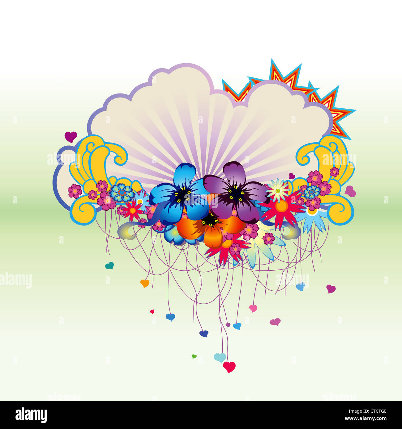 Vector illustraition of funky Abstract floral border Stock Photo - Alamy