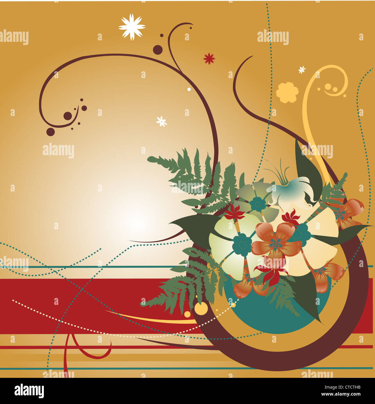 Vector illustraition of retro abstract floral swirl elements Stock ...