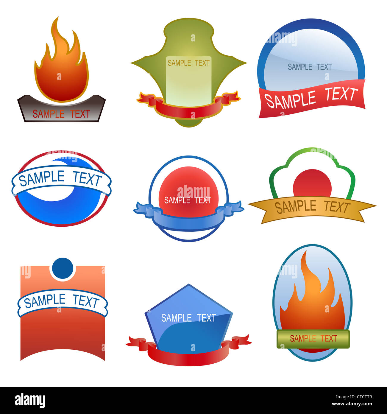 Vector Illustration blank traditional labels includes different shields ...