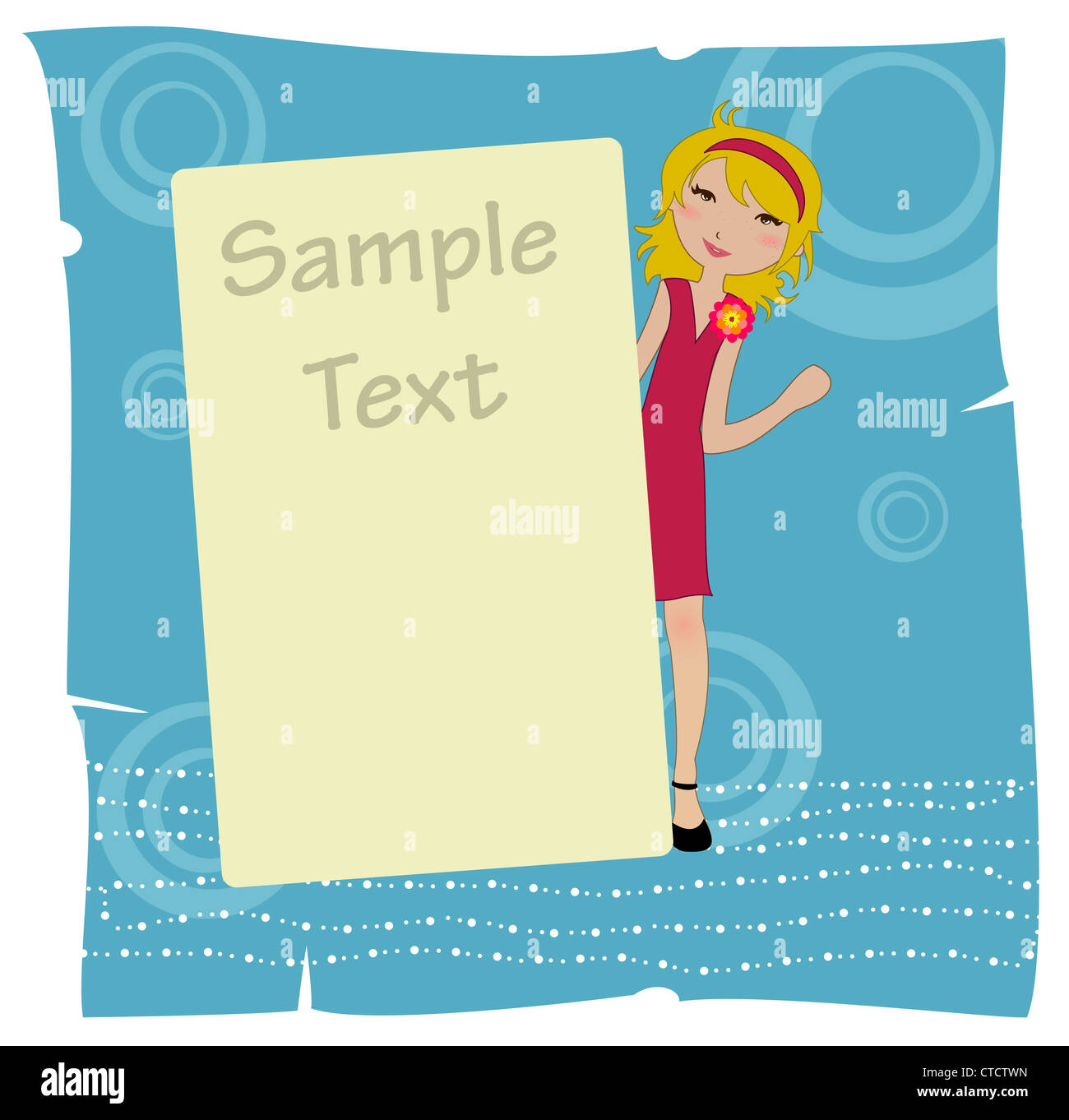 Vector Illustration of cool invitation frame with funky Young girl ...