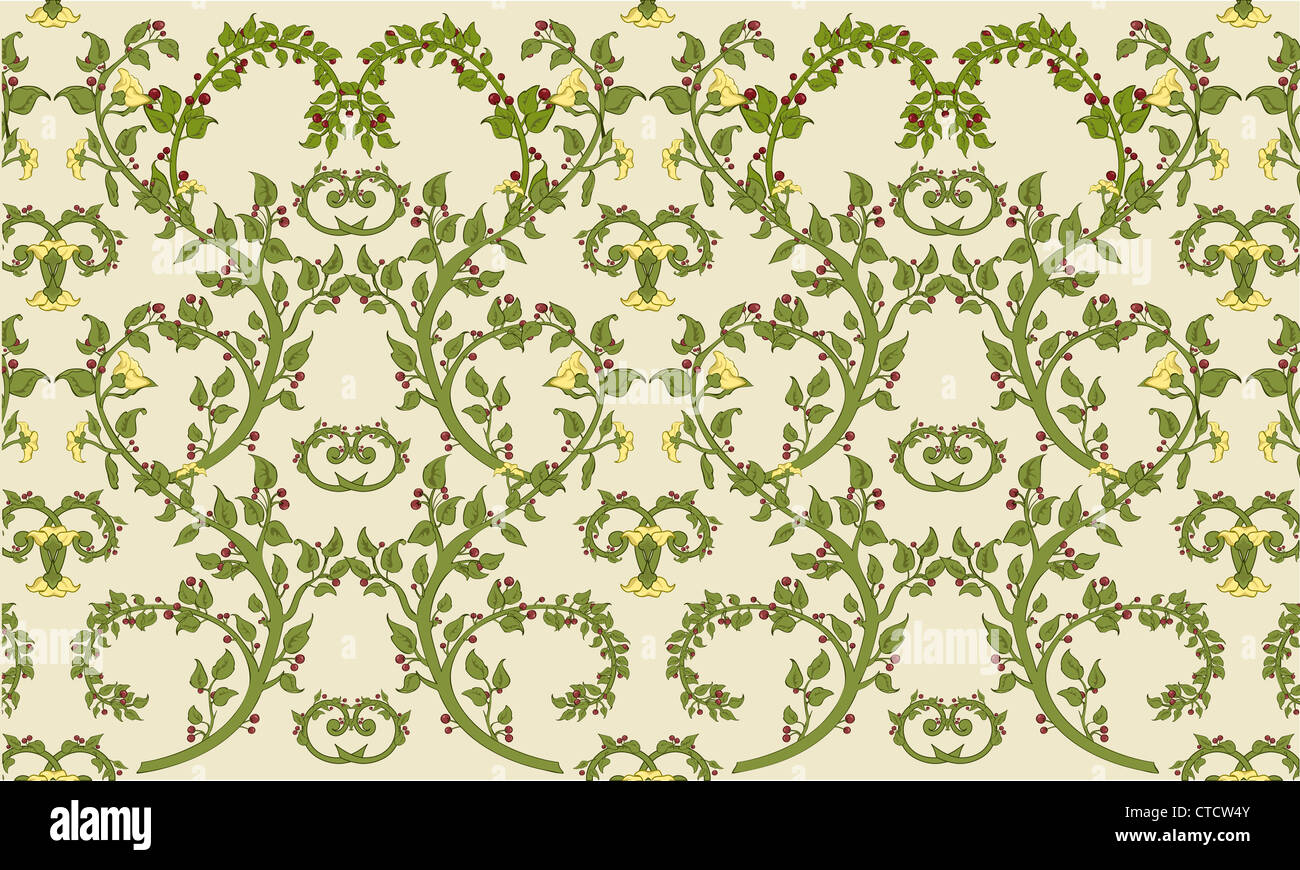 Vector illustration of cool floral background in rococo style Stock ...