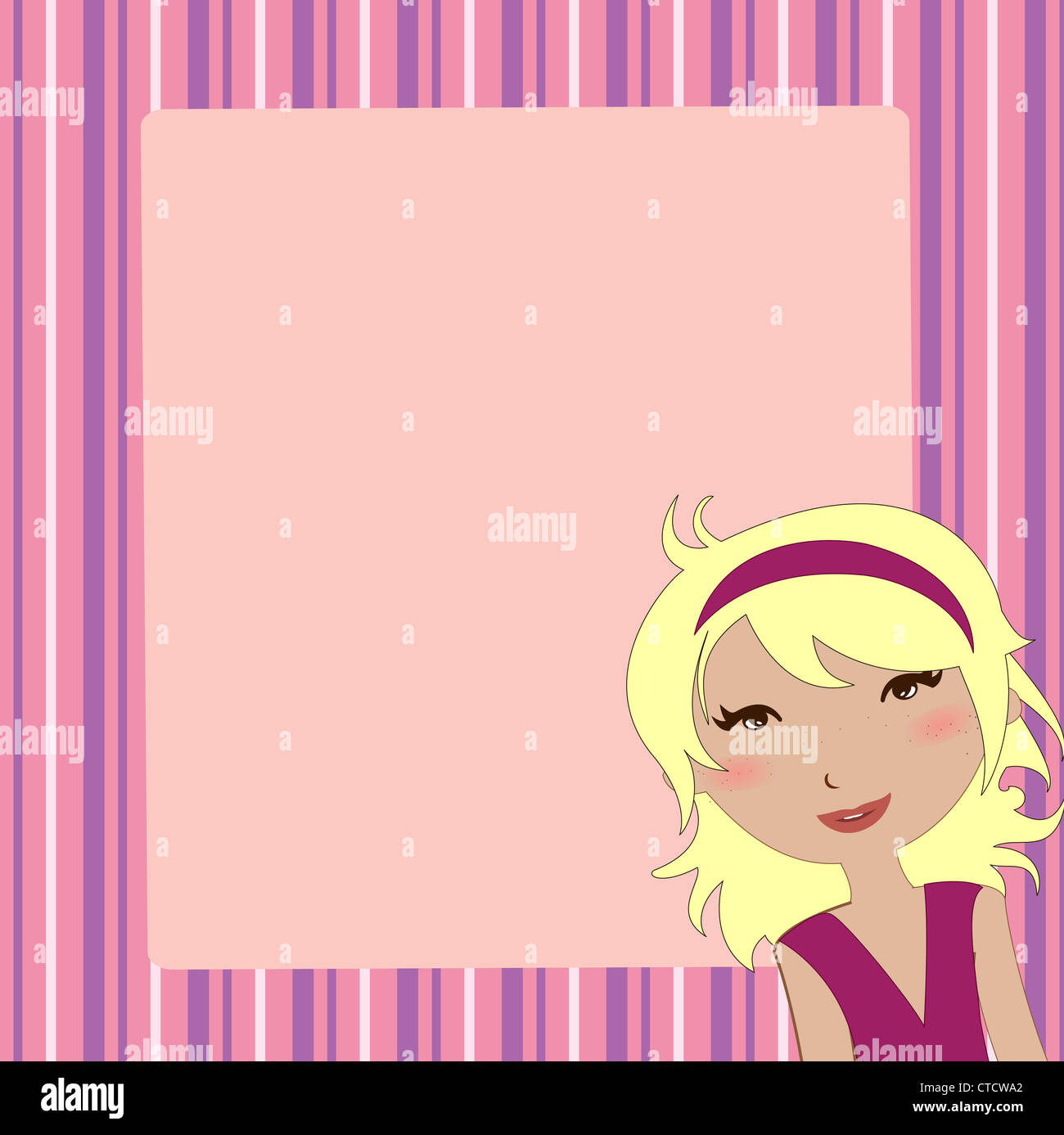 Vector Illustration of cool invitation frame with funky Young girl ...