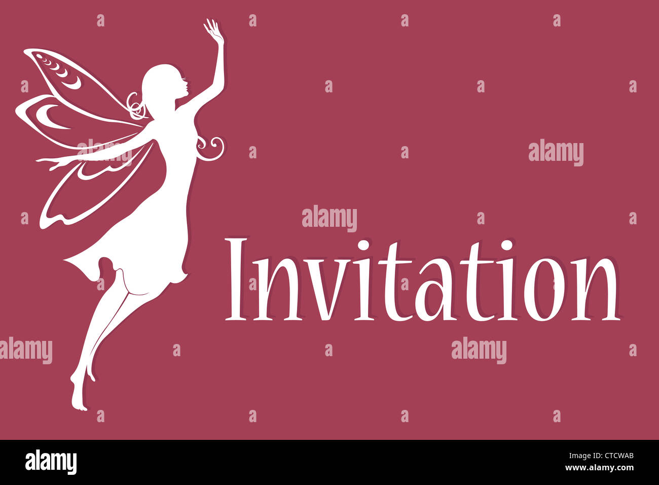 Vector illustration of funky invitation with cool fairy Stock Photo - Alamy