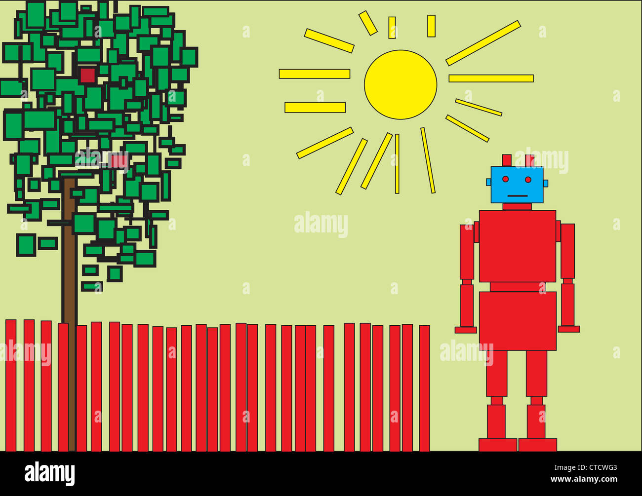 Vector illustration of funky Retro red robot Stock Photo - Alamy