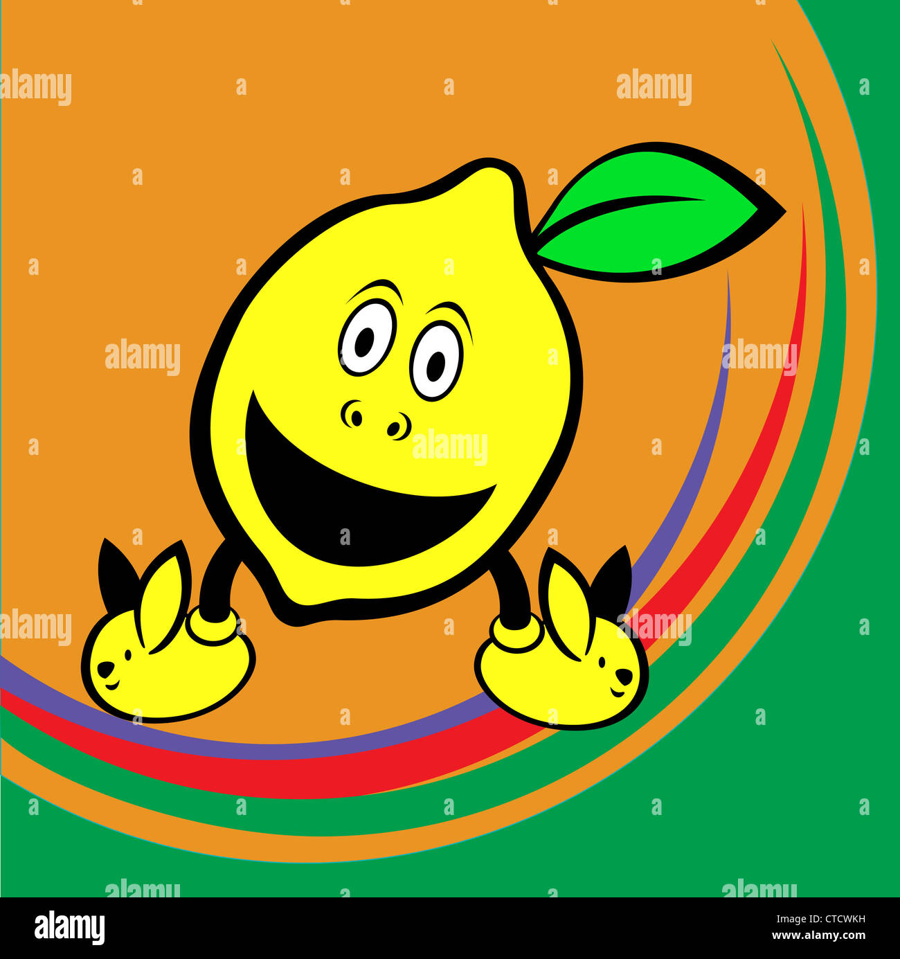 Vector illustration of funny and cute lemon Stock Photo - Alamy