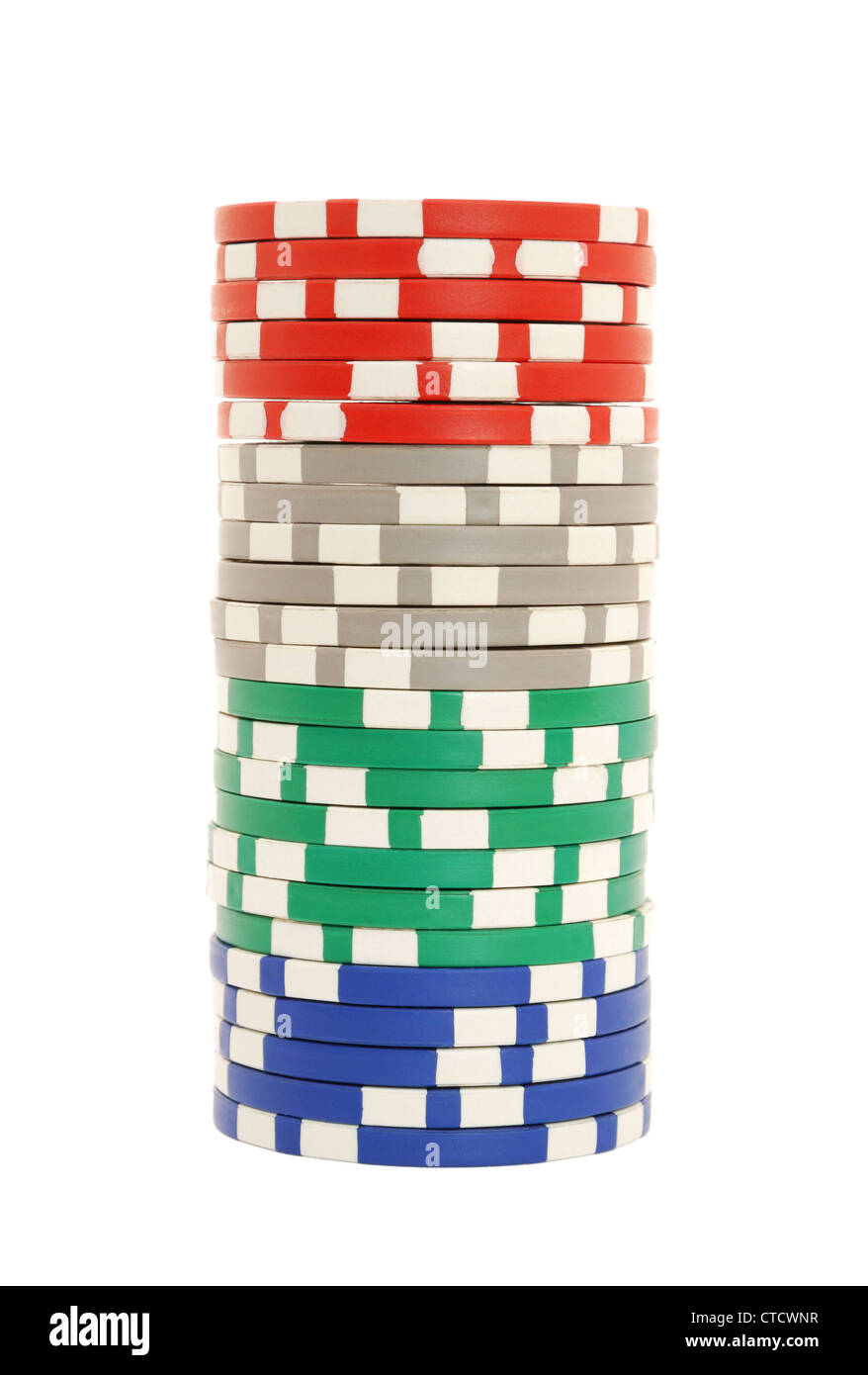 Stack of poker chips isolated on white background Stock Photo - Alamy