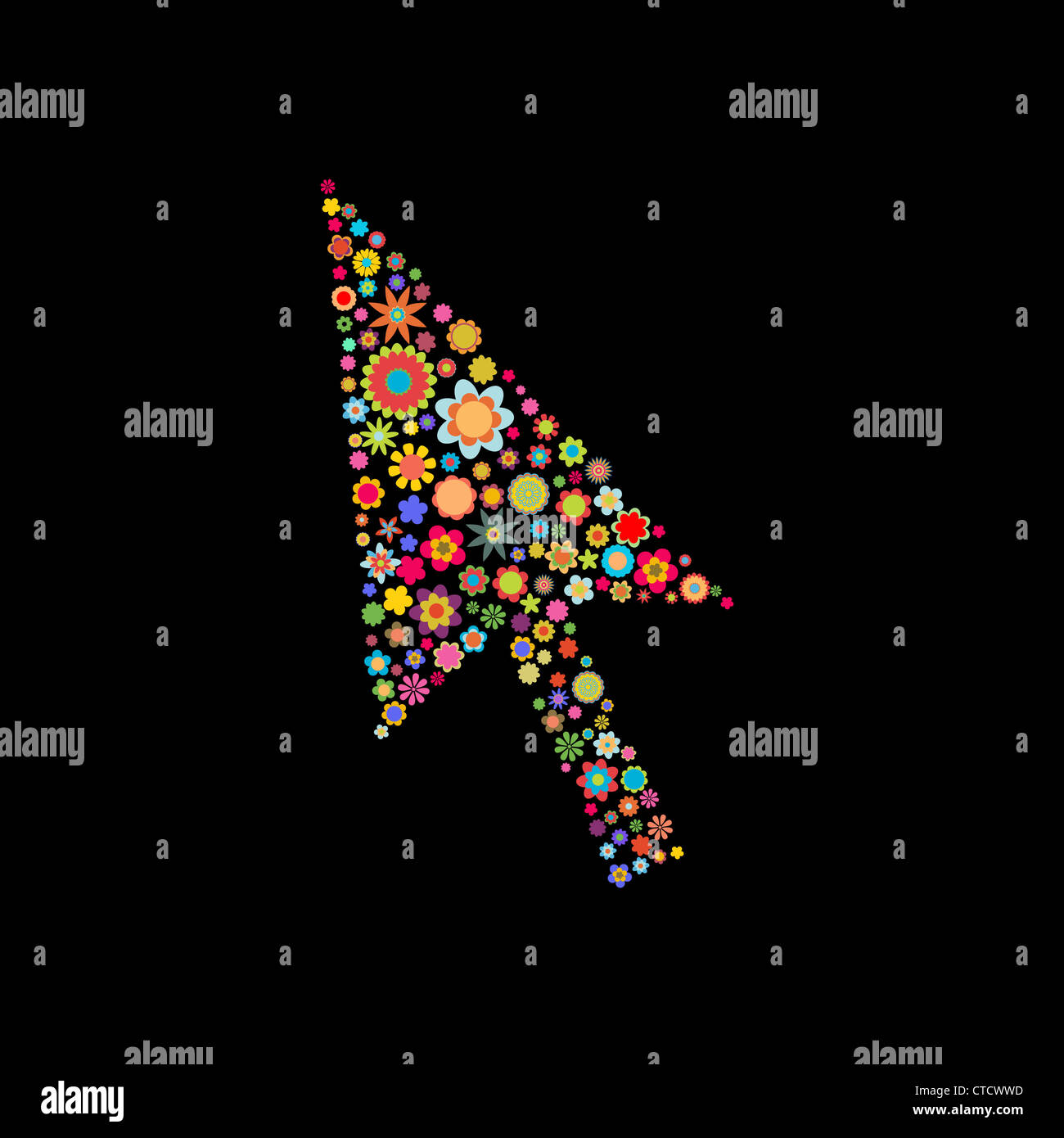 Vector illustration of arrow cursor shape made up a lot of multicolored ...