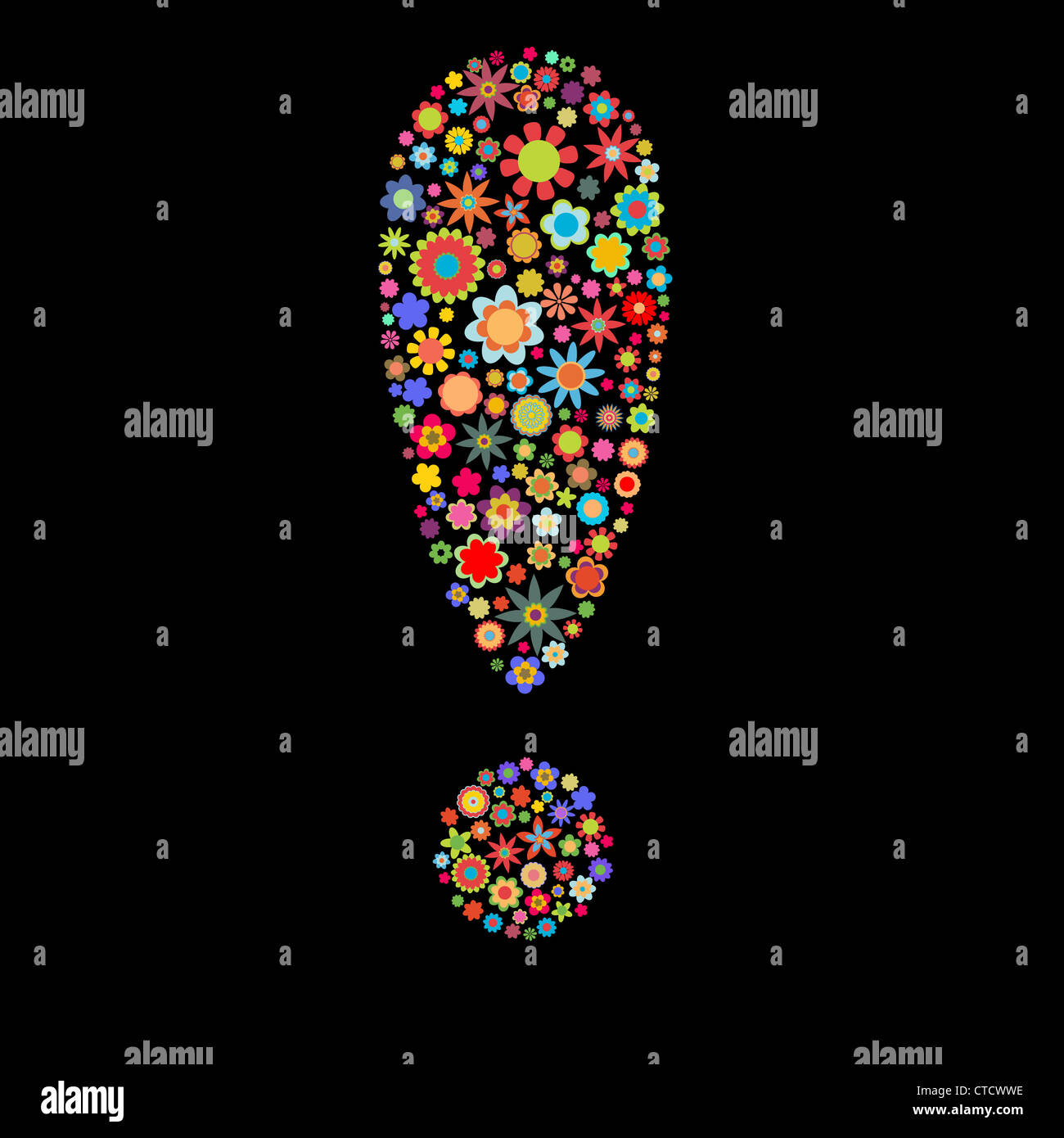 Vector illustration of exclamation mark shape made up a lot of ...