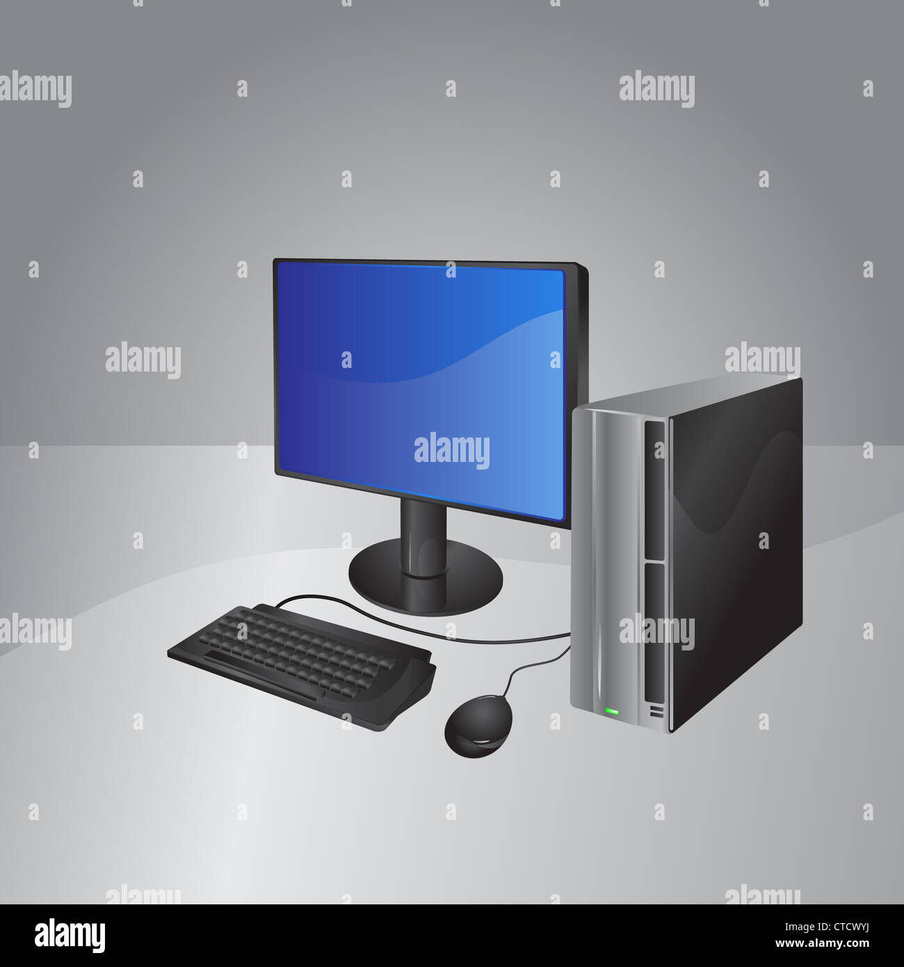 Vector Illustration of A modern computer: LCD Display, computer box ...
