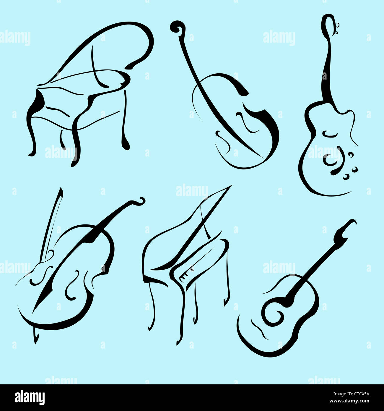 Vector illustraition of Music Instruments Design Set made with simple ...