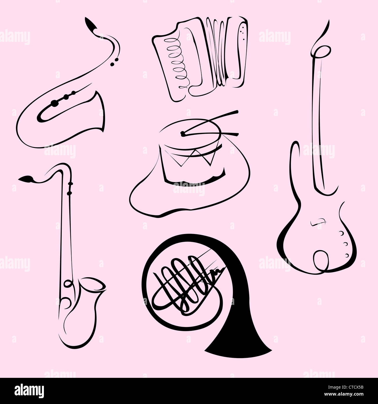 Vector illustraition of Music Instruments Design Set made with simple ...