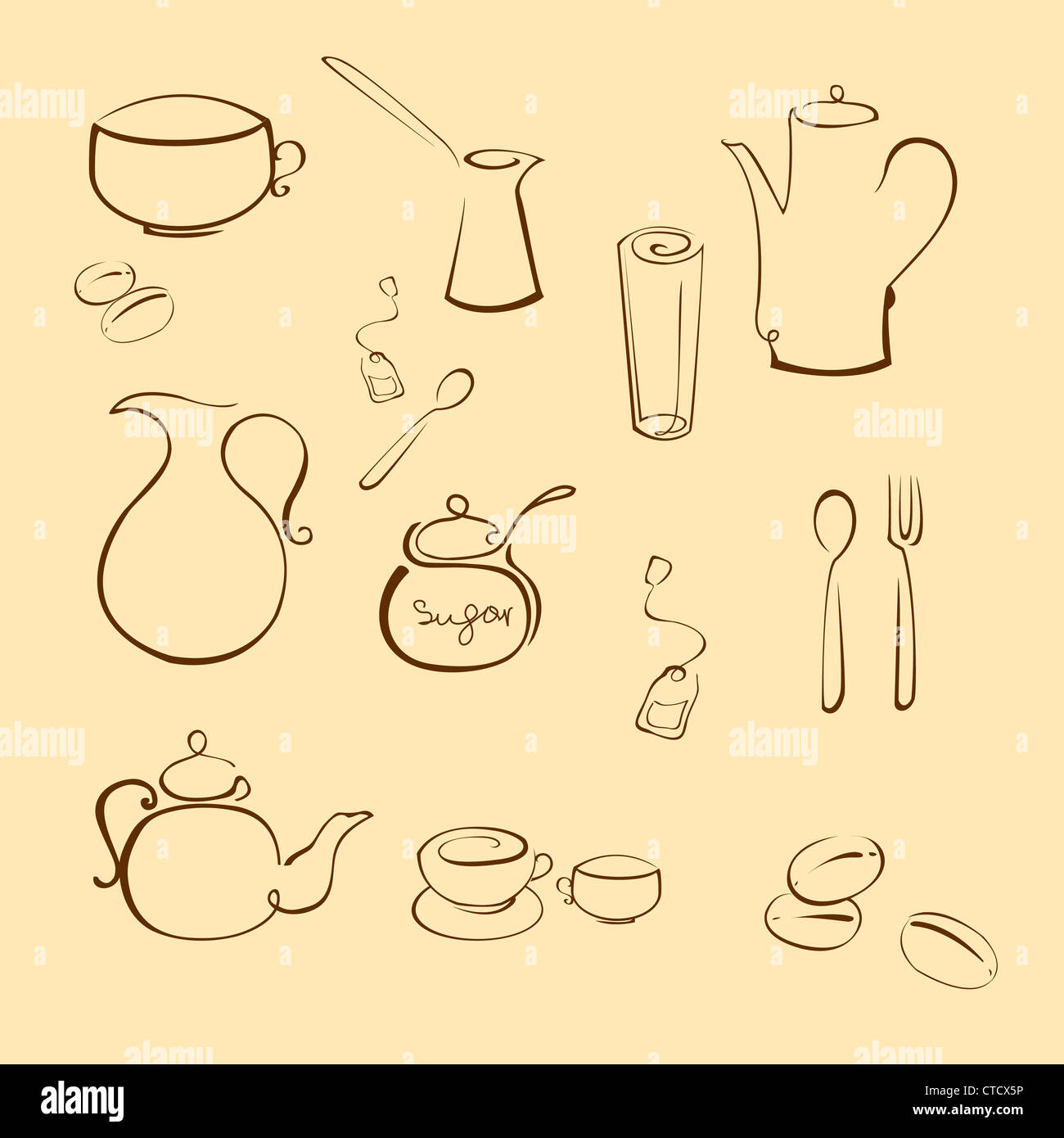 Vector illustraition of kitchen utensil Design Set made with simple ...