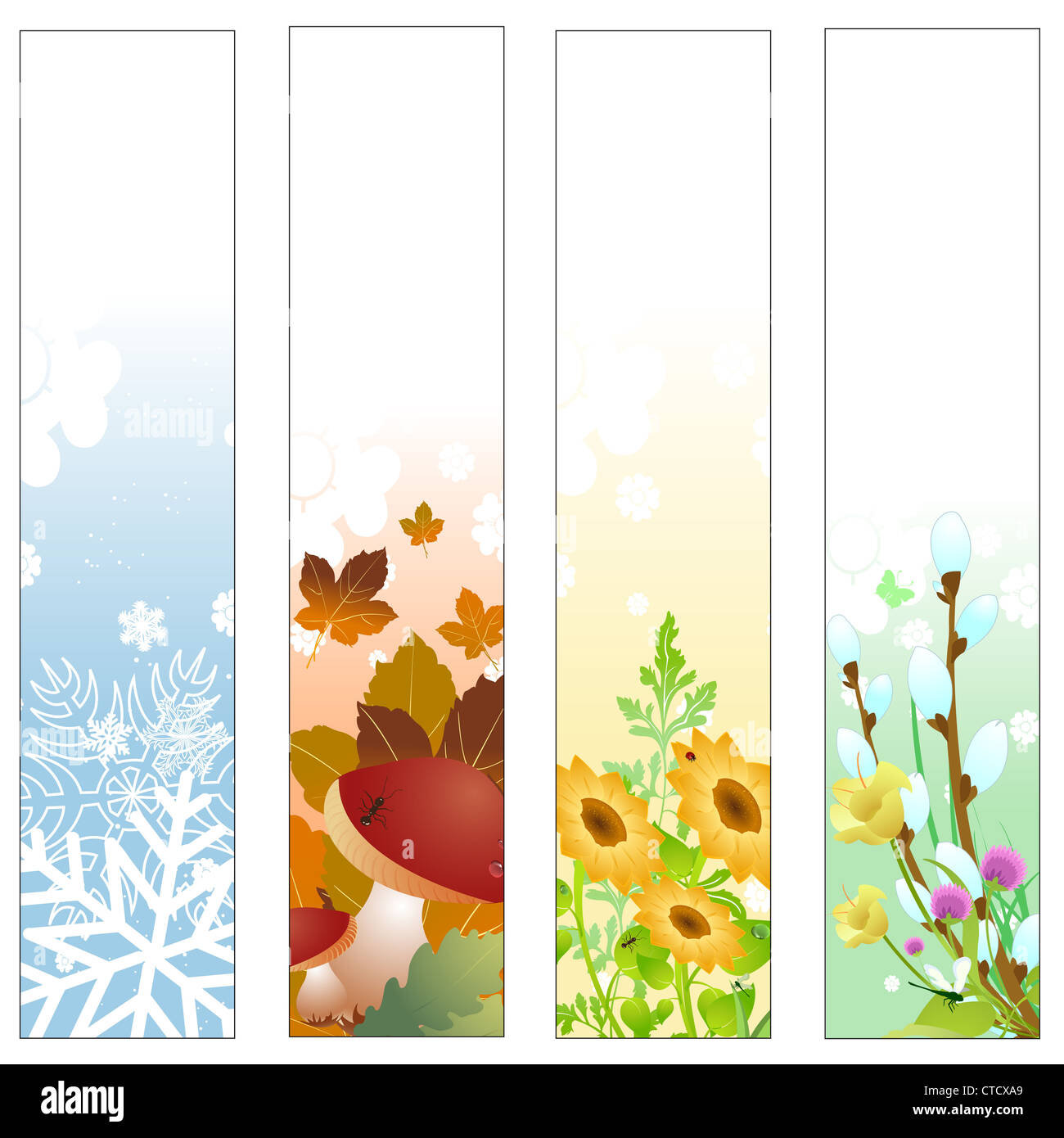 Vector illustration of Colorful Four seasons banners Stock Photo - Alamy