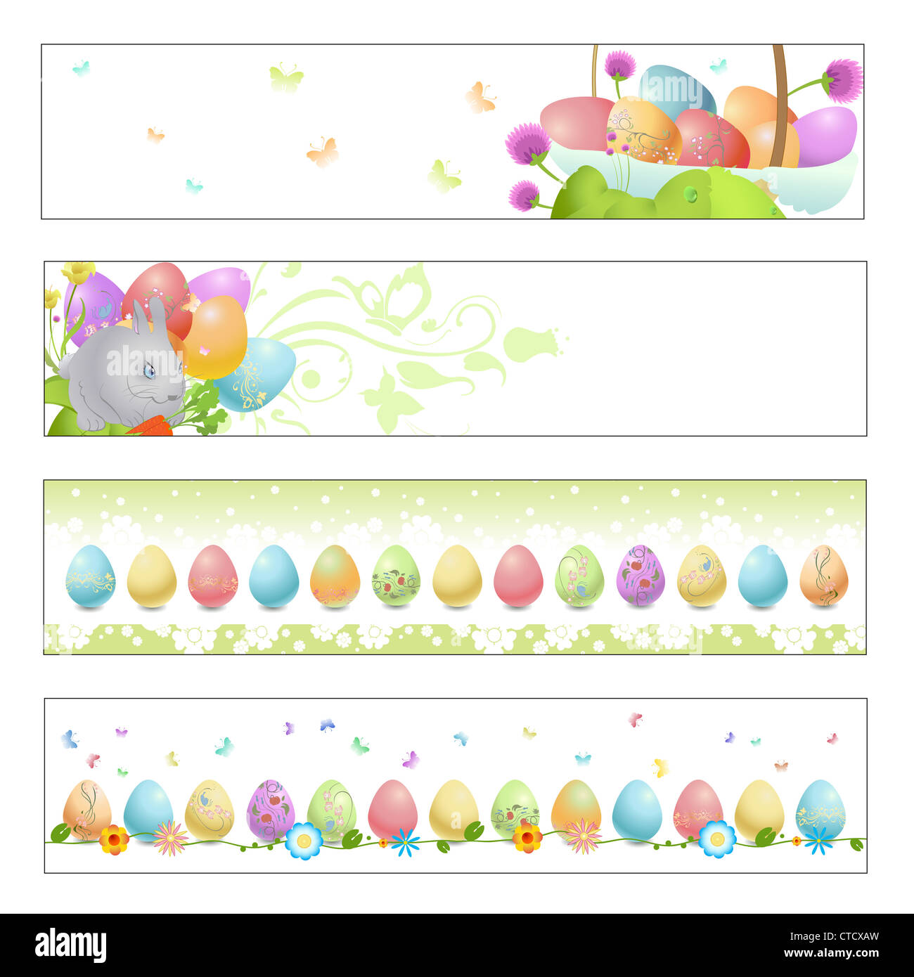 Vector illustration of Colorful easter banners Stock Photo - Alamy