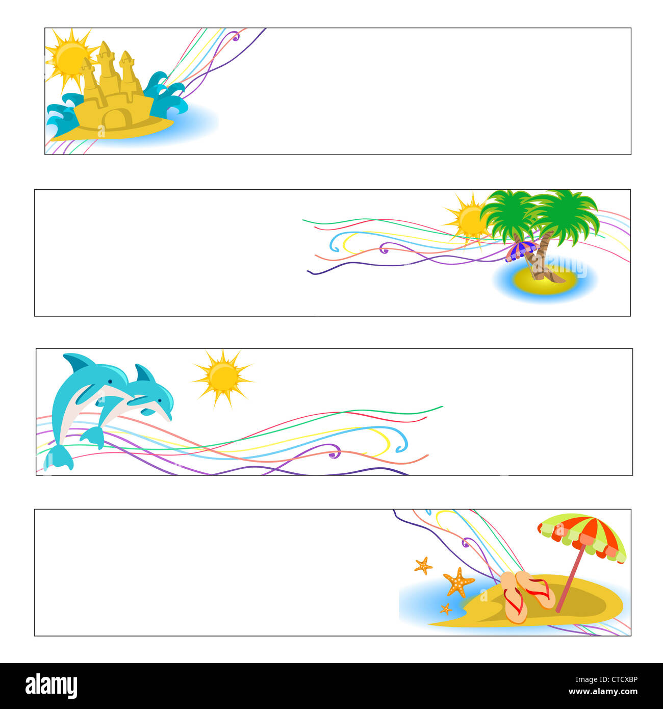 Vector illustration of summer beach banners set Stock Photo - Alamy