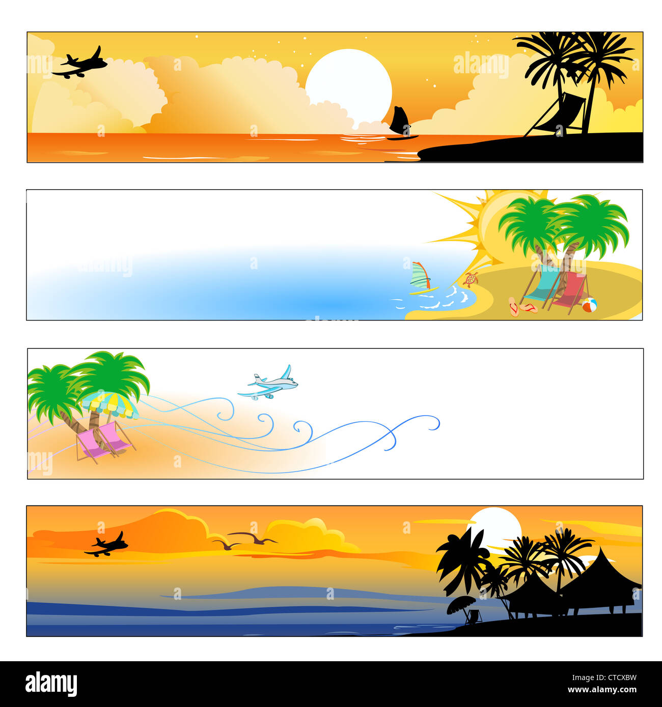 Vector illustration of summer beach banners set Stock Photo - Alamy