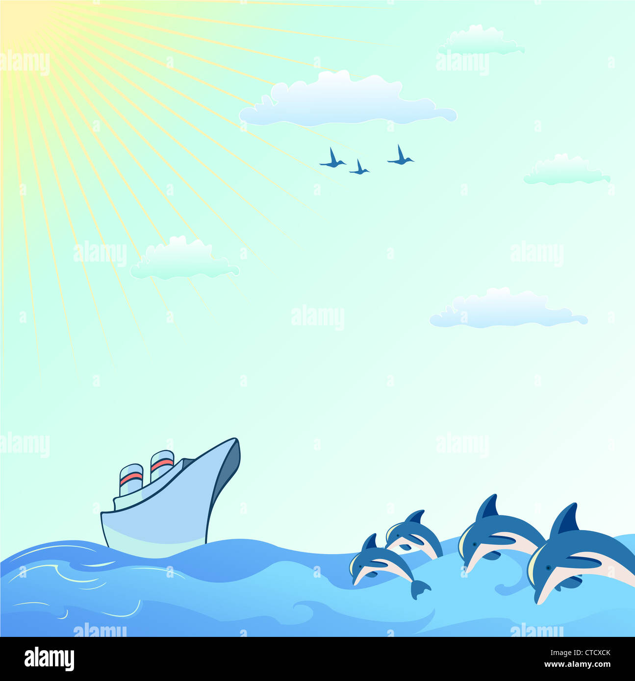 Vector illustration of Colorful useful background with dolphins and ...