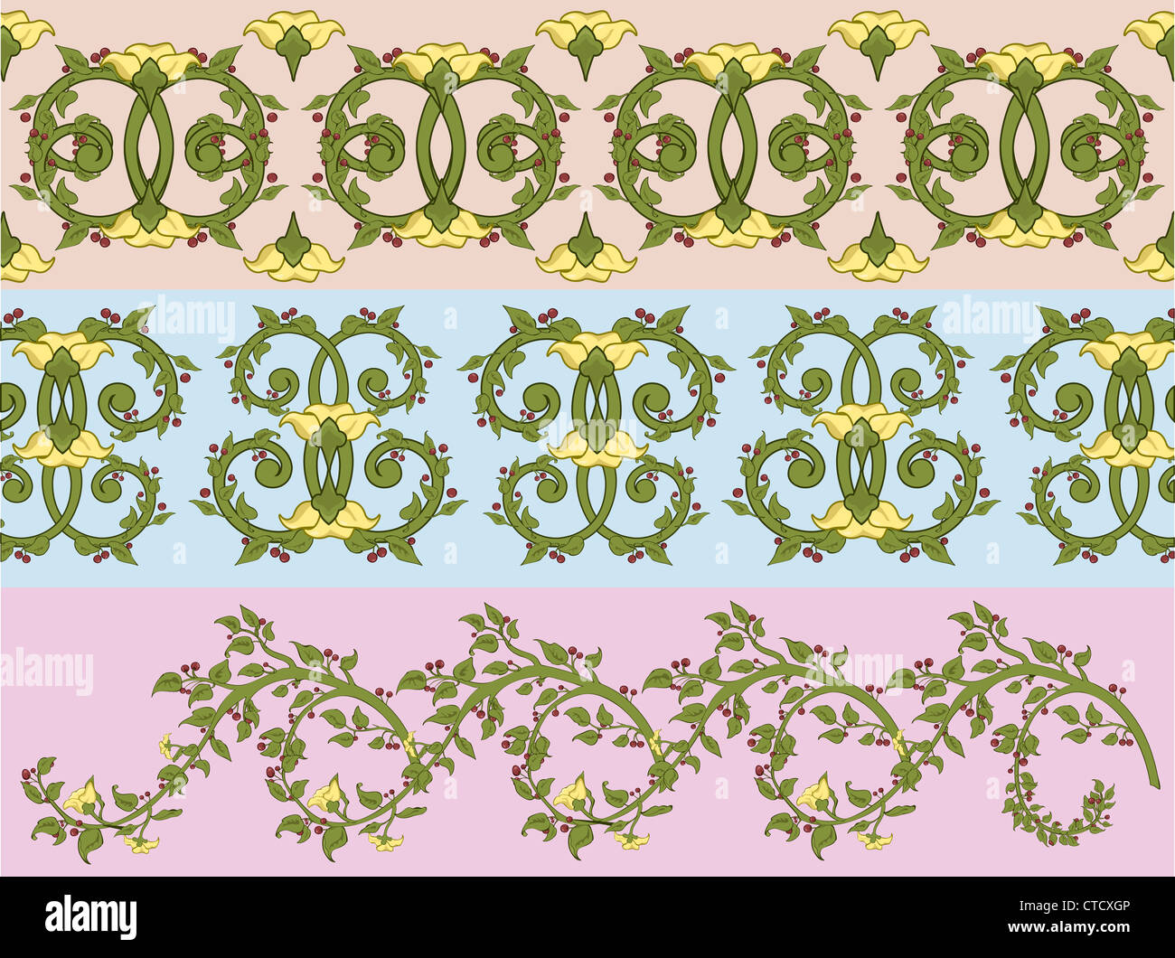 Vector illustration of retro floral border backgrounds in rococo style ...
