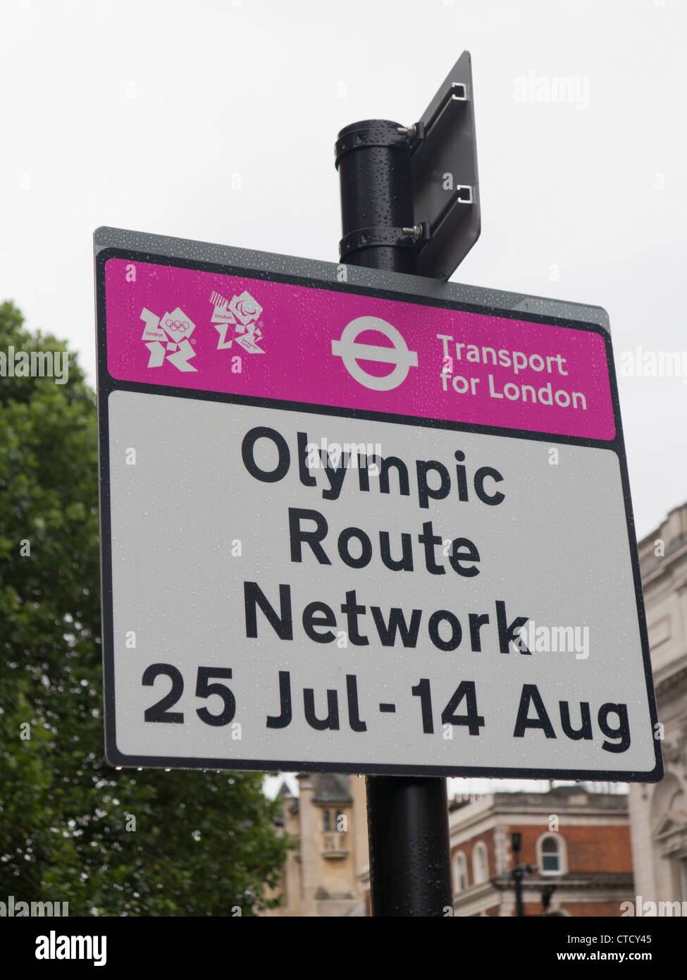 Sign for Olympic bus lanes during London 2012 Olympics Games, UK Stock ...