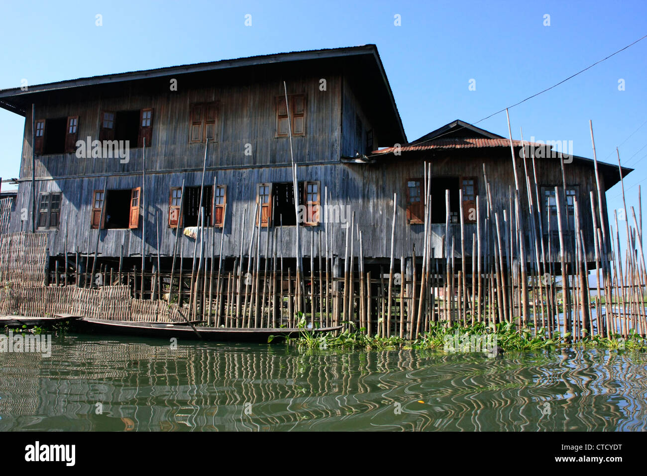 Traditional wooden stilt houses, Inle lake, Shan state, Myanmar ...