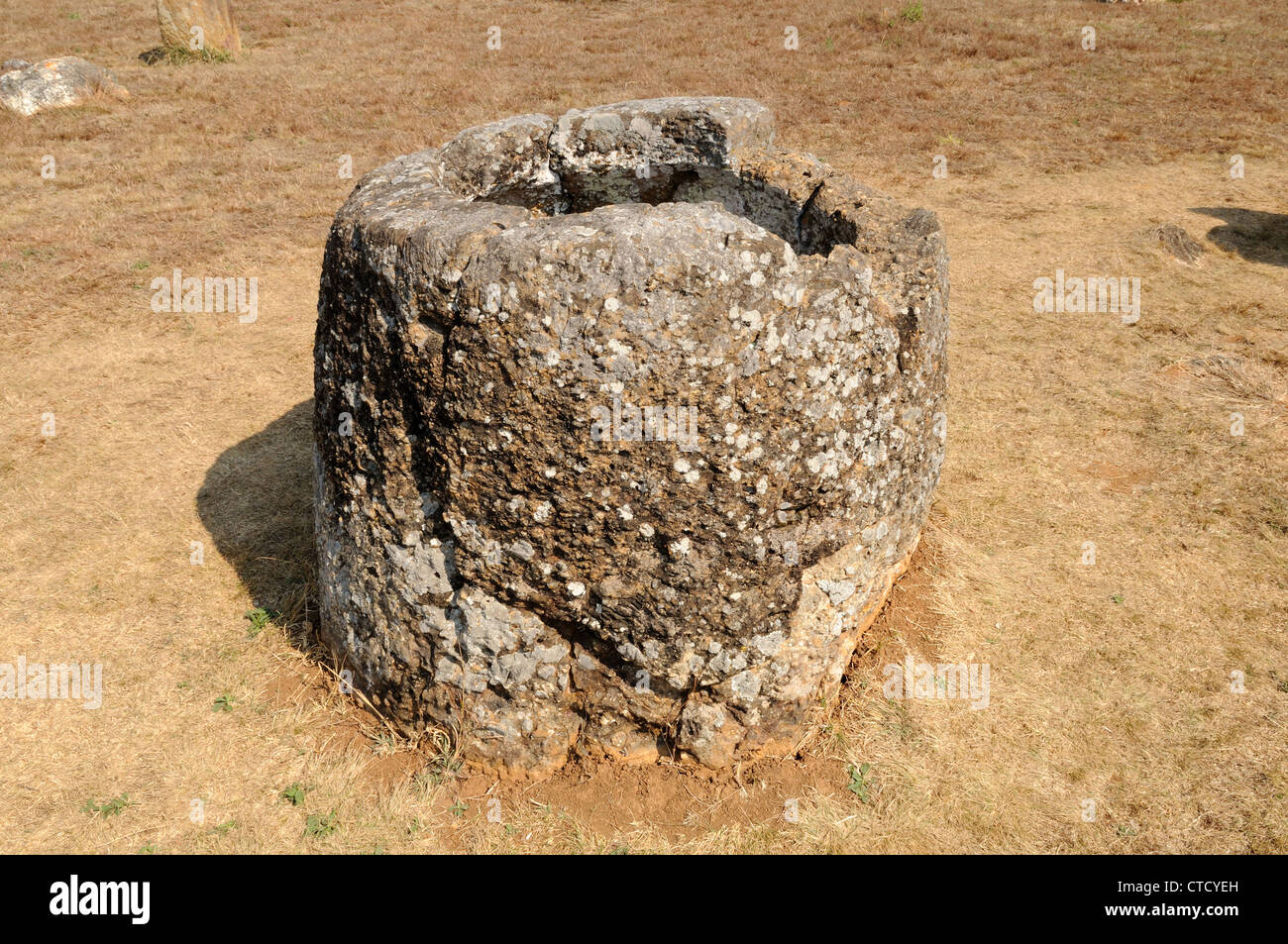 Close up of ancient stone jar at Plain of Jars site 1Annamese ...