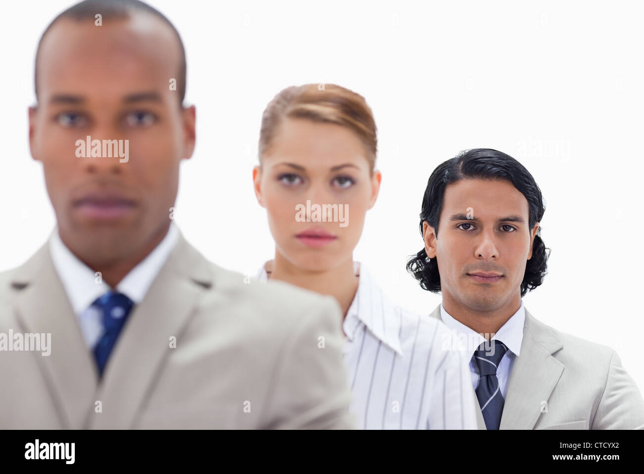 Big close-up of workmates in a single line Stock Photo - Alamy