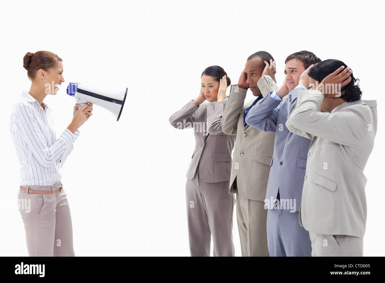 Man holding megaphone ears High Resolution Stock Photography and Images ...